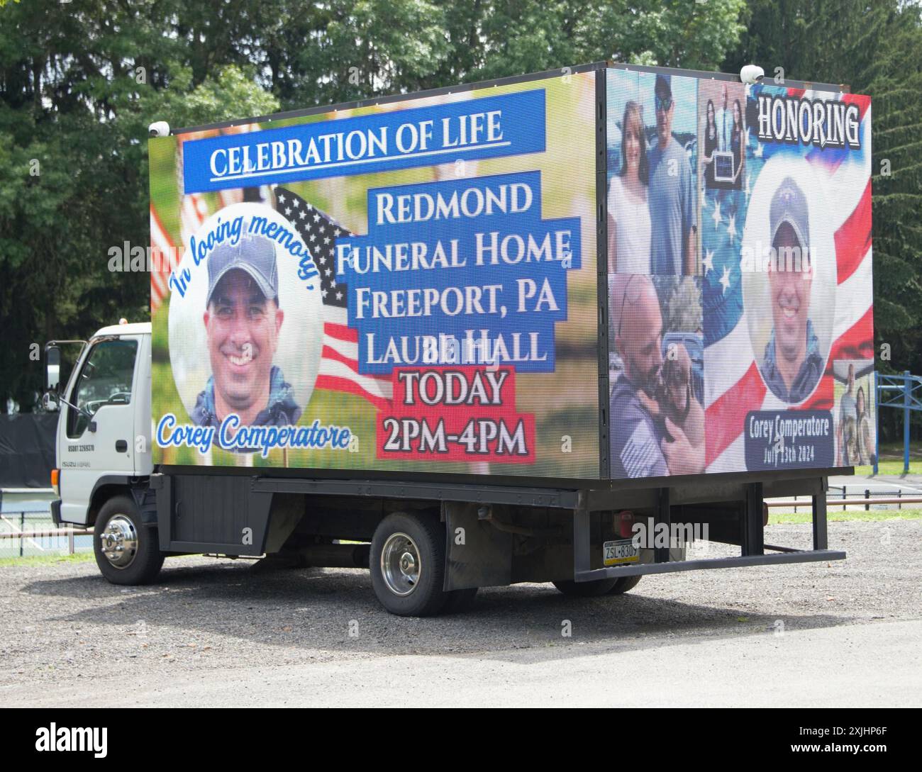 Photo taken July 18, 2024, near Butler, Pennsylvania, shows a truck ...