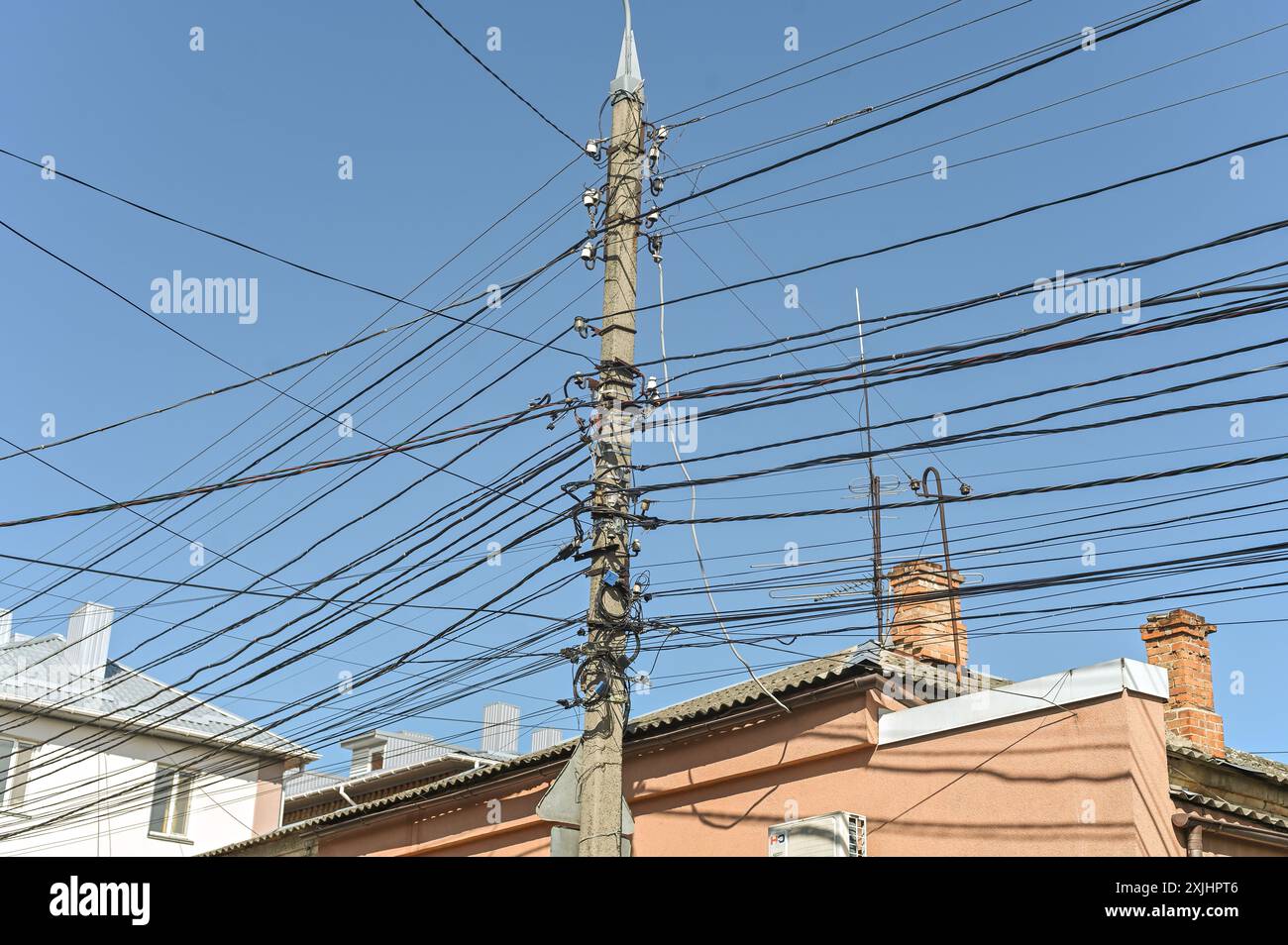 a column of electrical wires Stock Photo - Alamy