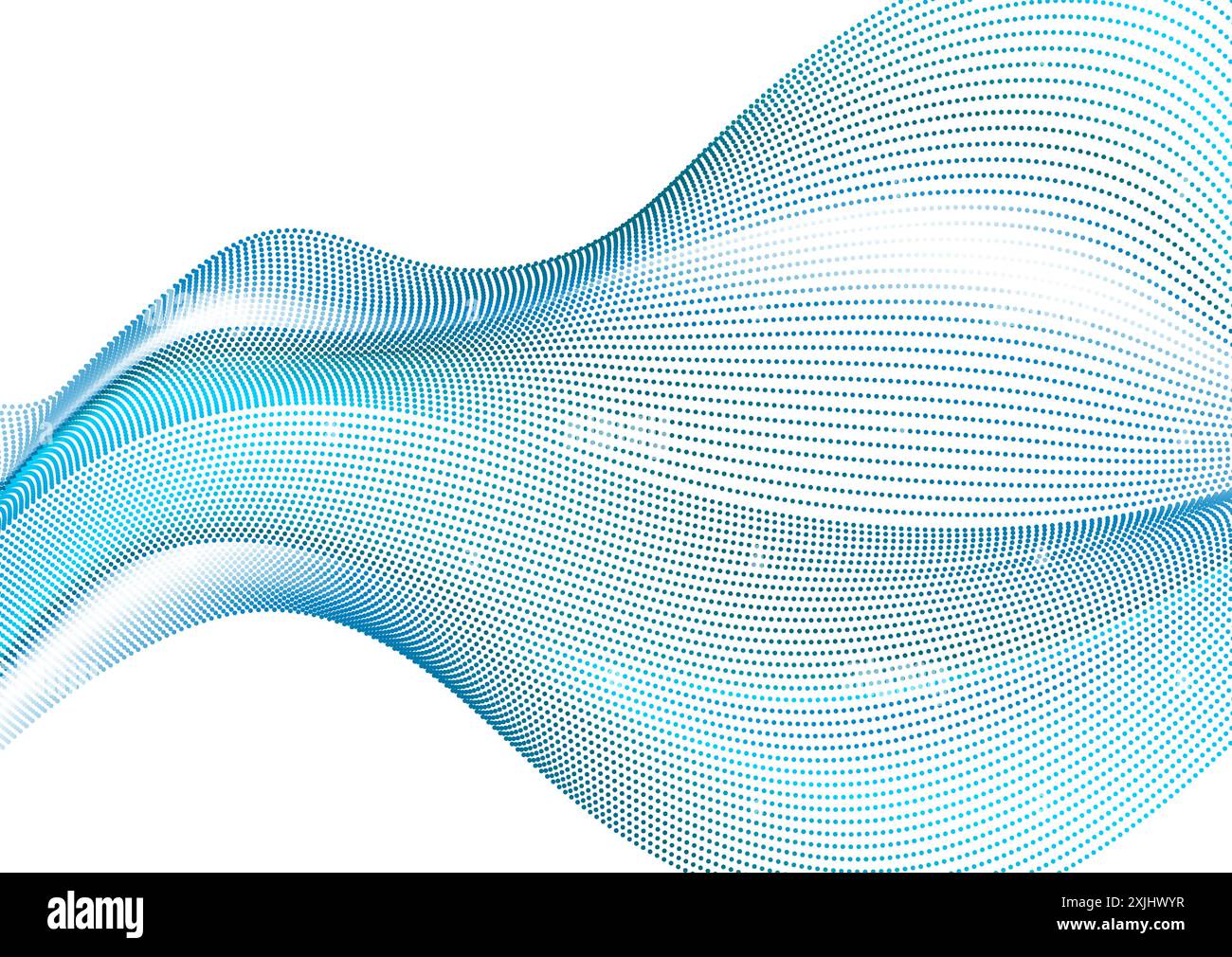 Sci-fi abstract minimal background with blue dotted curved wavy lines ...