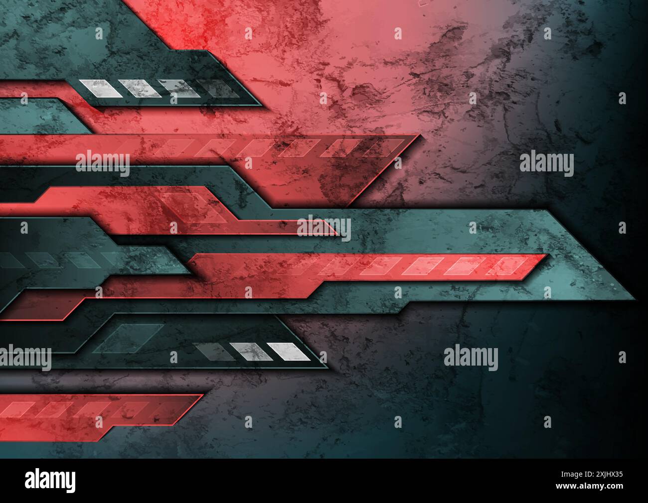 Blue red grunge tech geometric abstract background. Vector technical ...