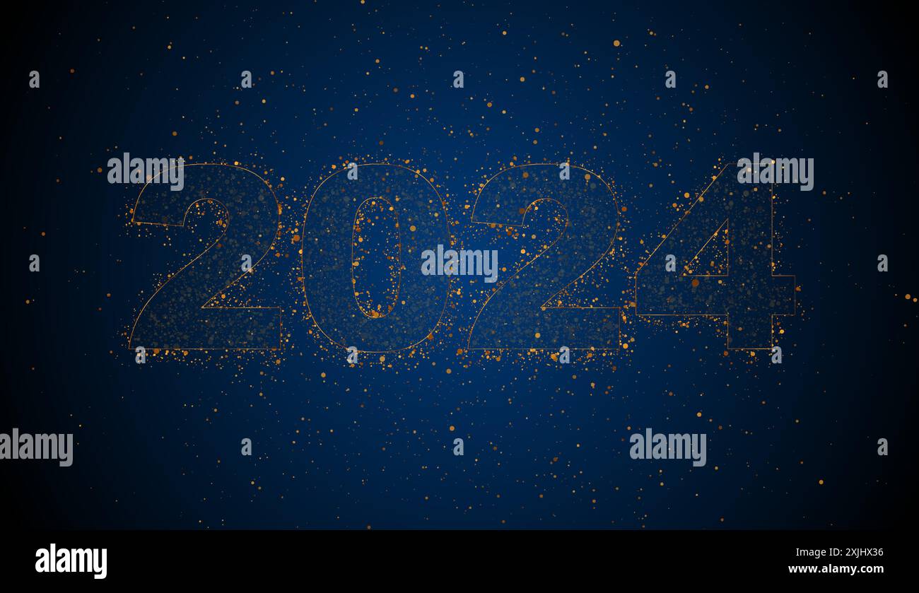 2024 golden New Year shiny sparkling particles abstract background ...
