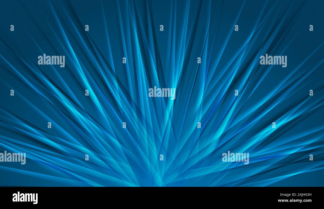 Vibrant blue abstract shiny rays modern tech background. Future concept ...
