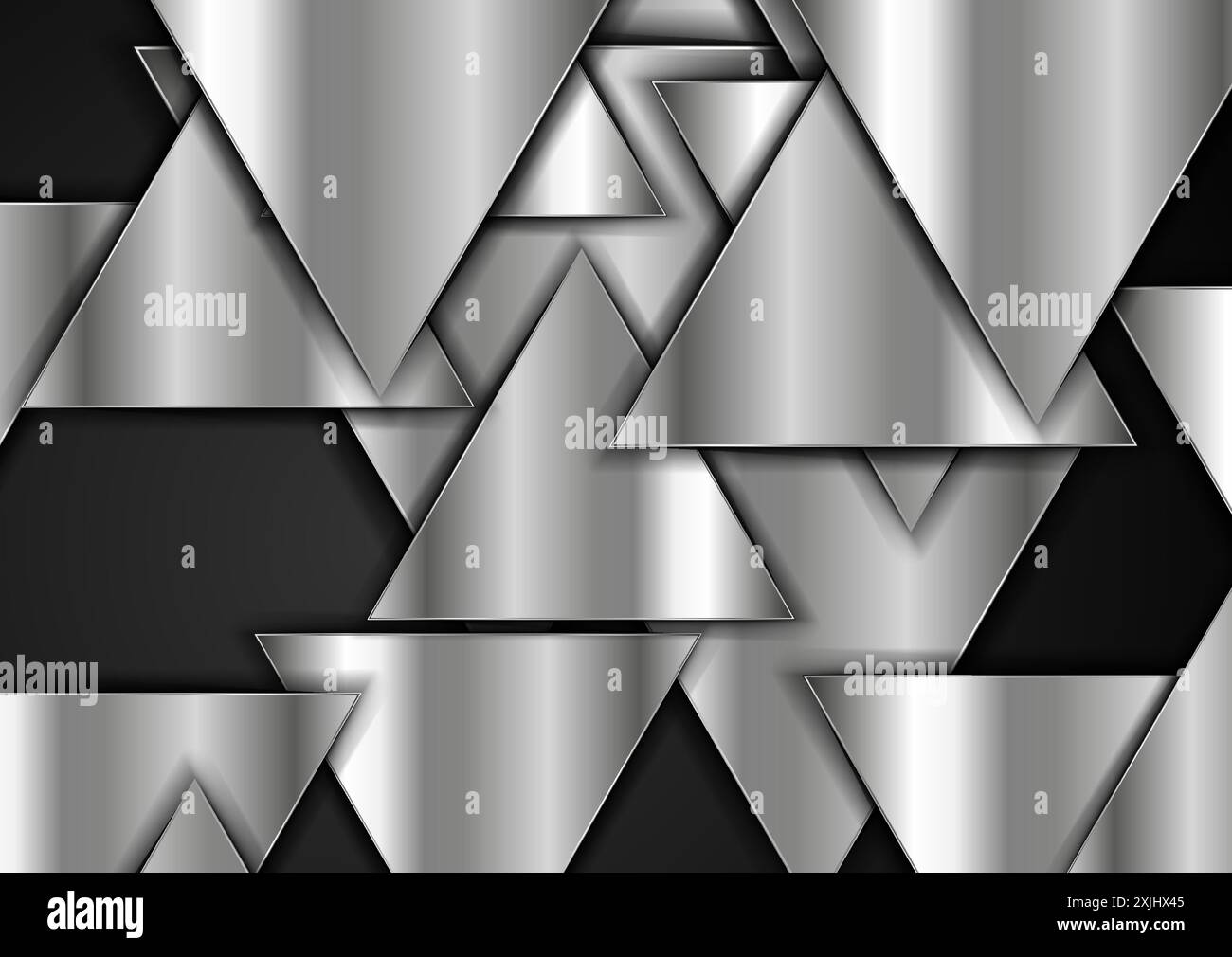 Silver metallic triangles abstract technology background. Geometric ...