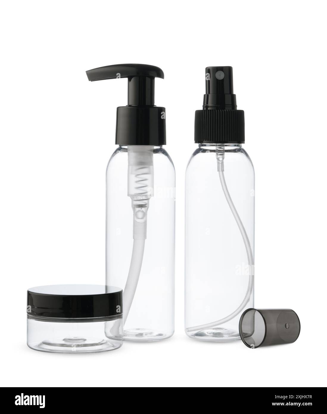 Three Clear Plastic Bottles With Different Dispensers on White ...