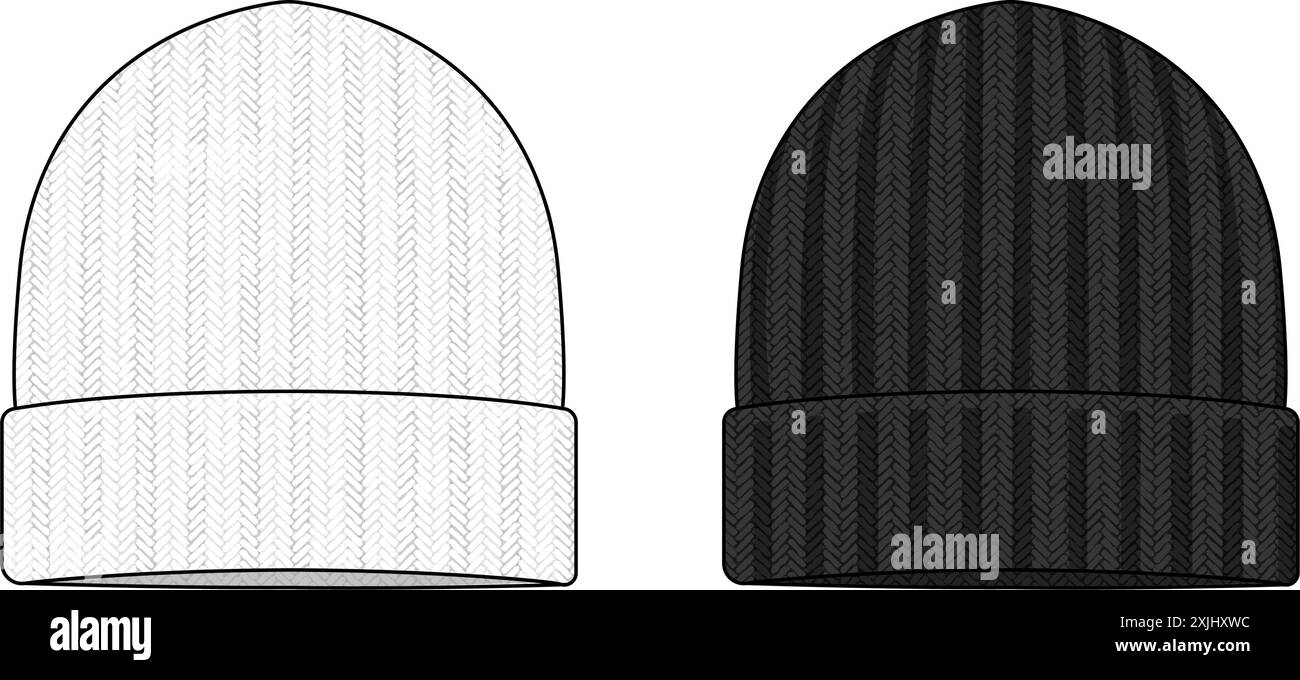 Knit cap ( beanie ) template vector illustration set Stock Vector Image ...