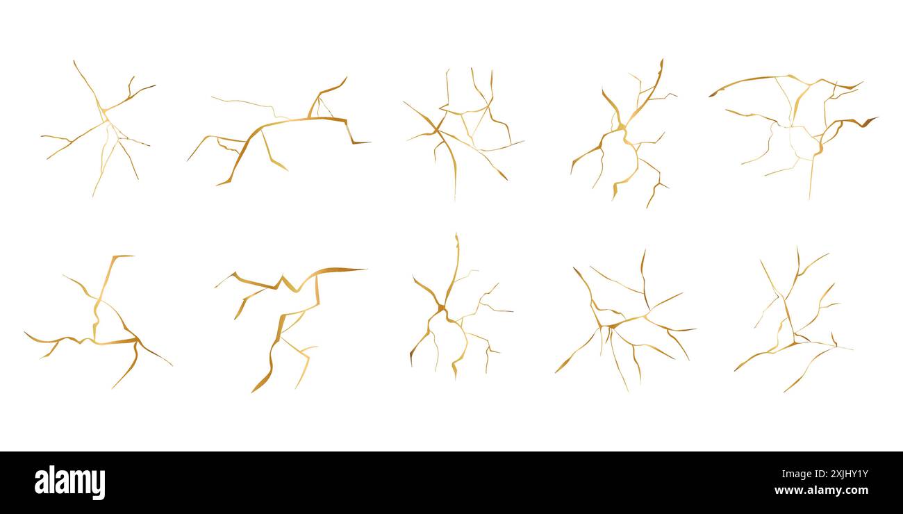 Kintsugi gold simple break lines, asian geaometric crackle. Surface ...