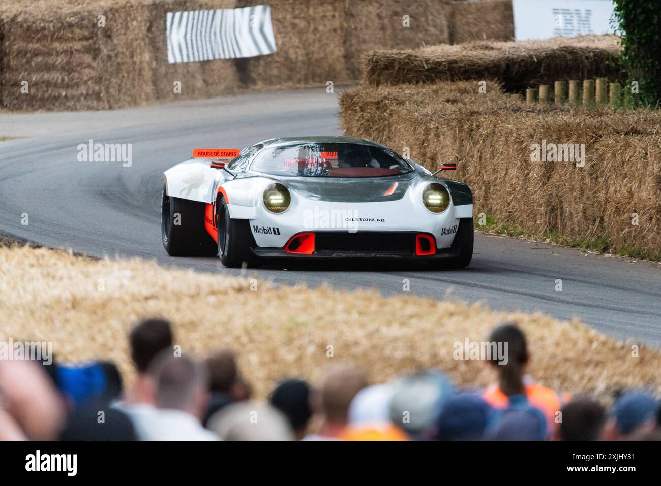2023 Oilstainlab Half11 prototype Le Mans style road car driving up the hill climb track at the ...