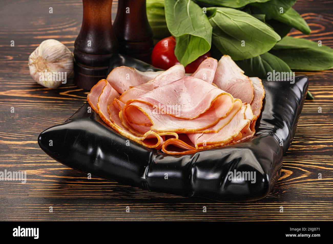 Italian sausage Prosciutto cotto ham appetizer Stock Photo - Alamy