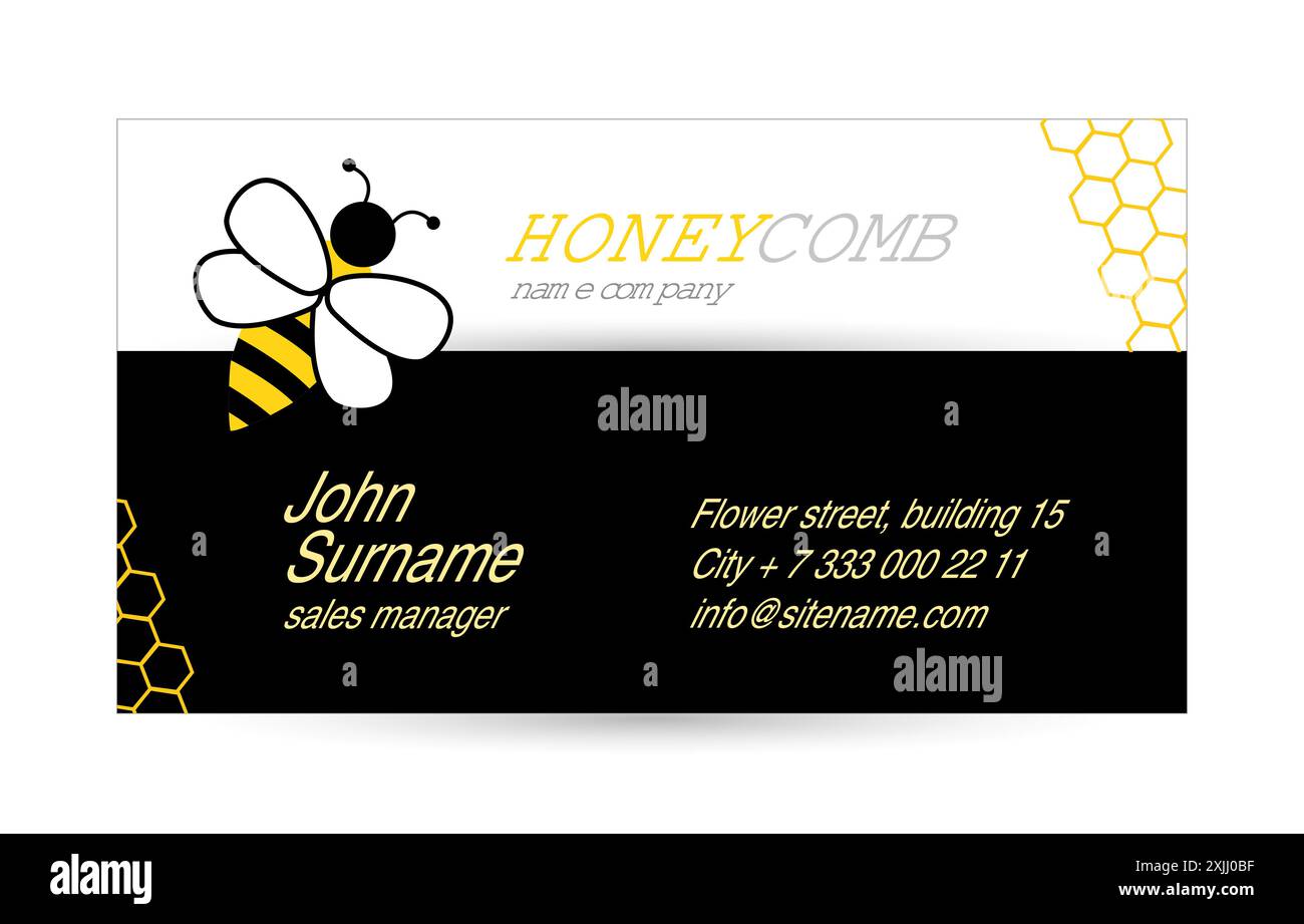 Creative business card for the honey company. Bee logo . Vector ...