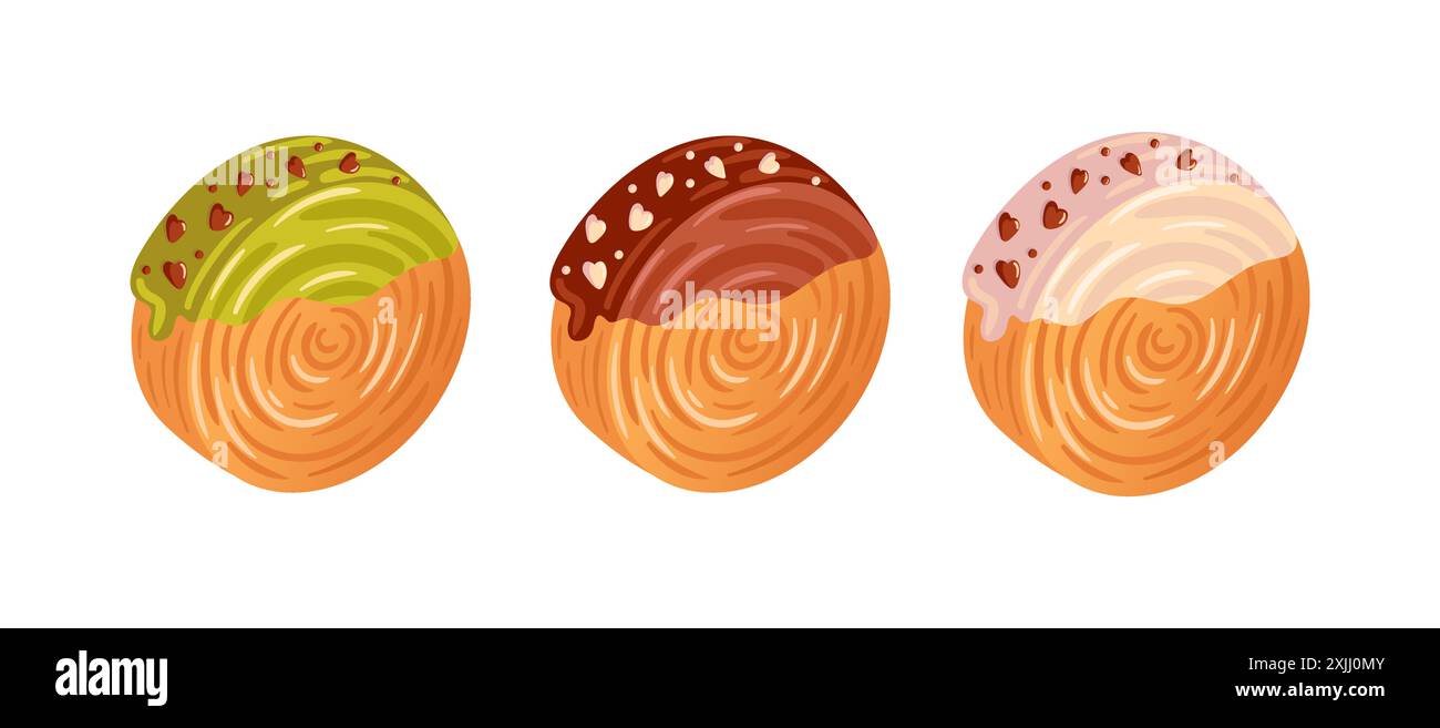 French croissant strawberry cream Stock Vector Images - Alamy