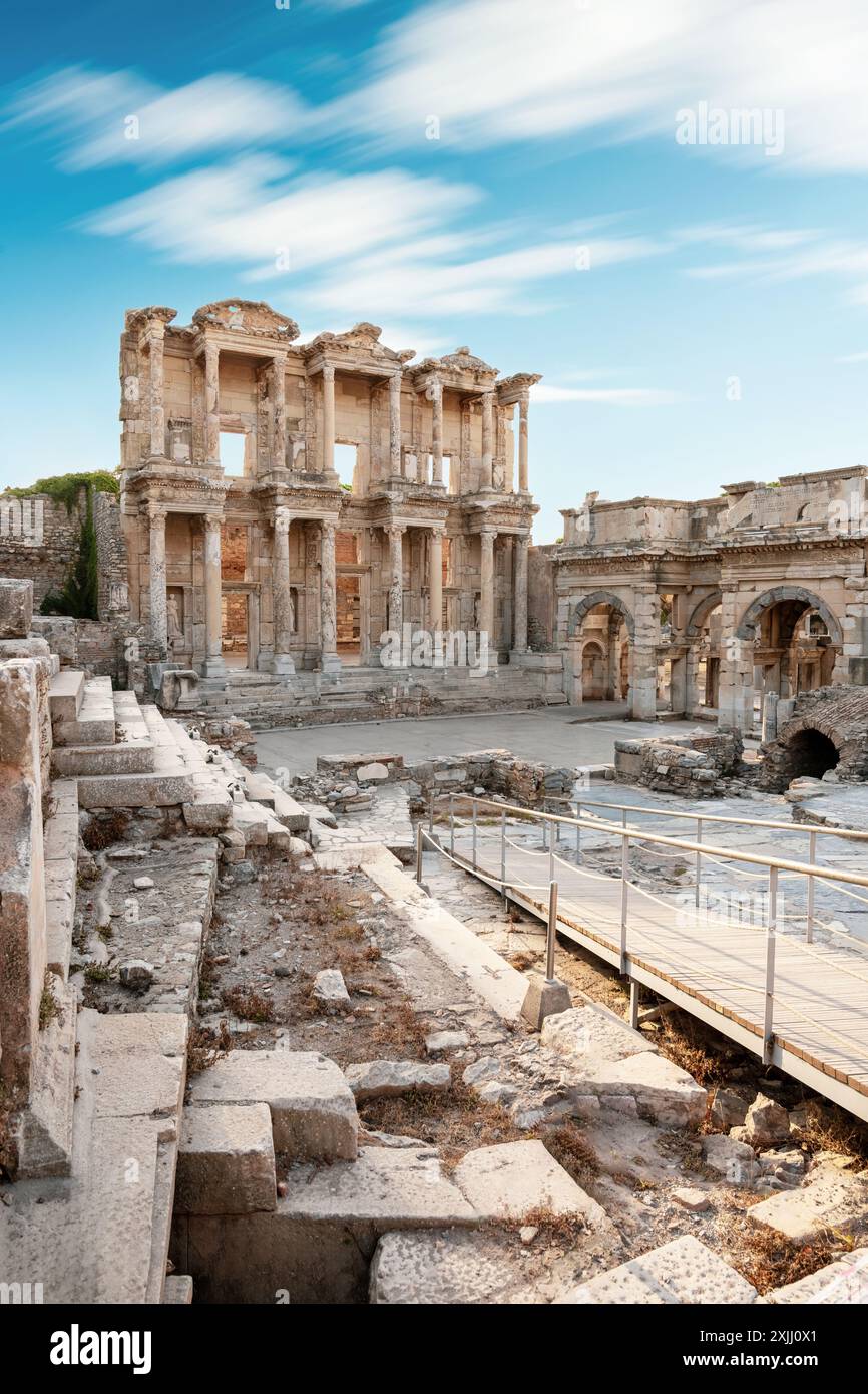 Celsus library in the Ancient City of Ephesus with its magnificent view ...
