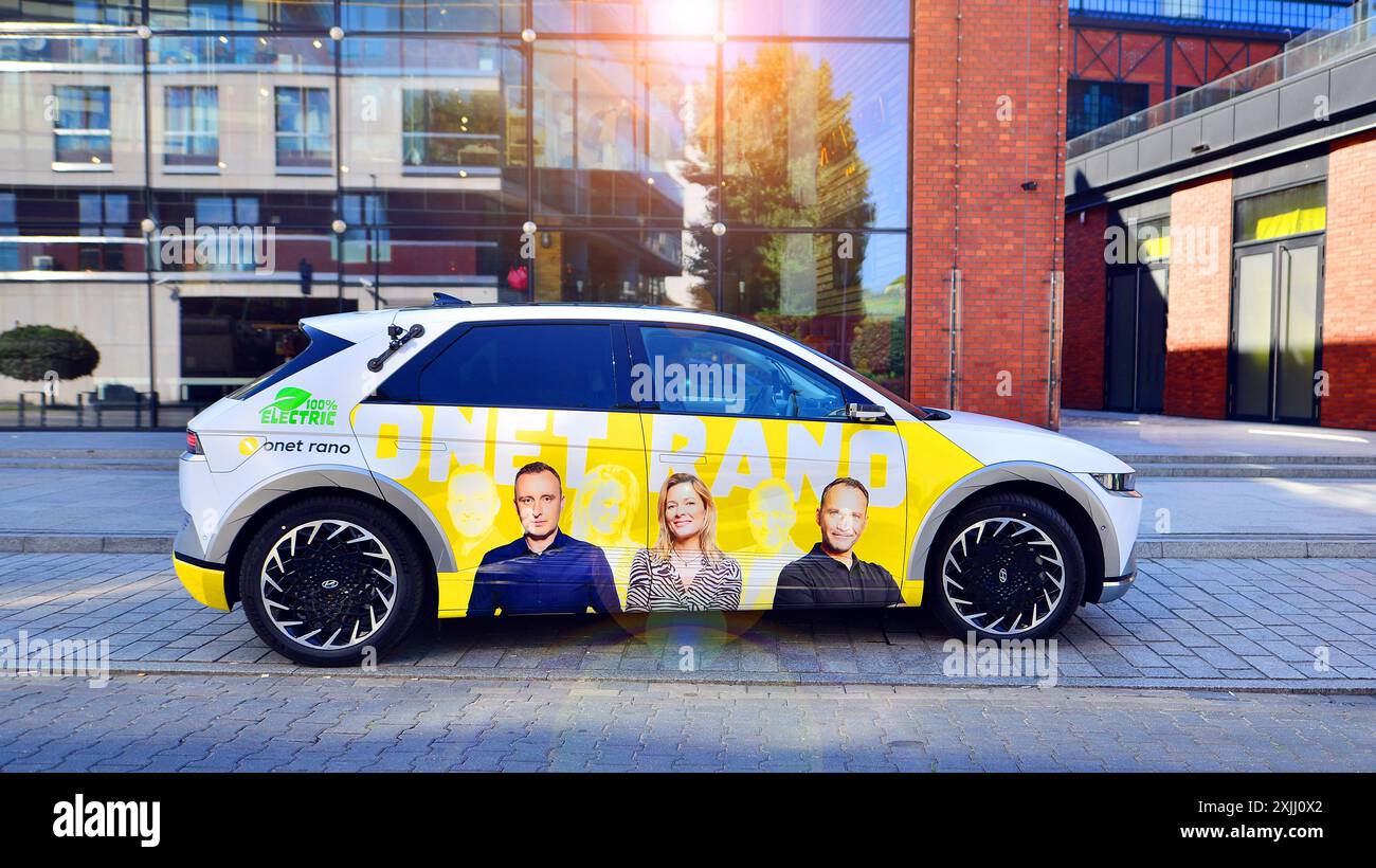 Warsaw, Poland. 9 July 2024. Onet.pl polish web portal logo on Hyundai ...