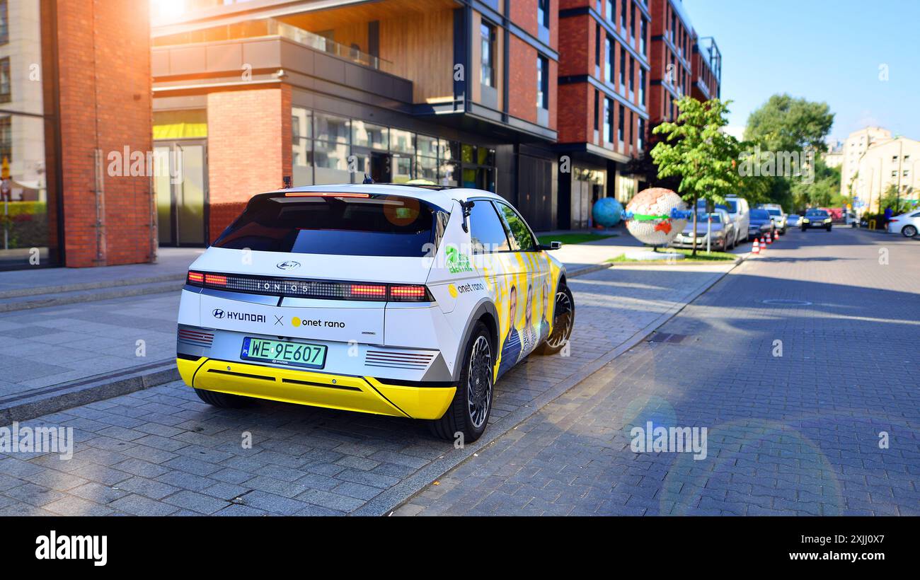 Warsaw, Poland. 9 July 2024. Onet.pl polish web portal logo on Hyundai ...