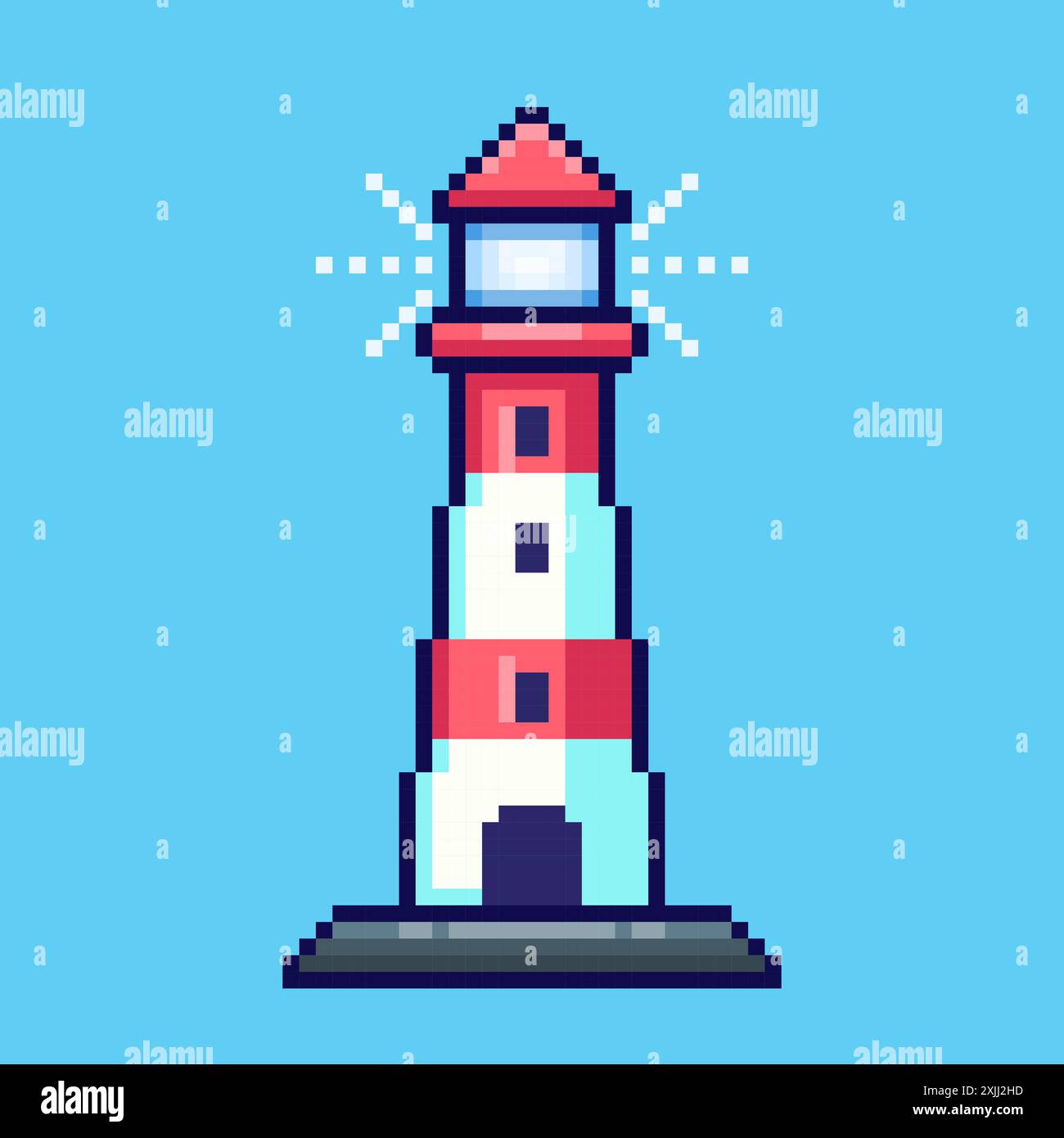Vector Illustration of lighthouse with Pixel Art Design, perfect for ... Vector Illustration of lighthouse with Pixel Art Design, perfect for ...