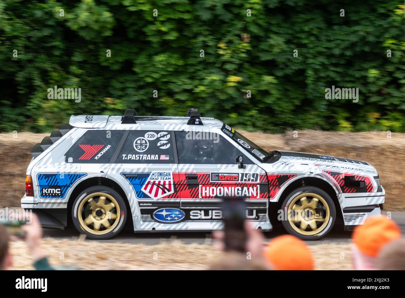 1983 Subaru GL Wagon 'Huckster' race car driving up the hill climb ...