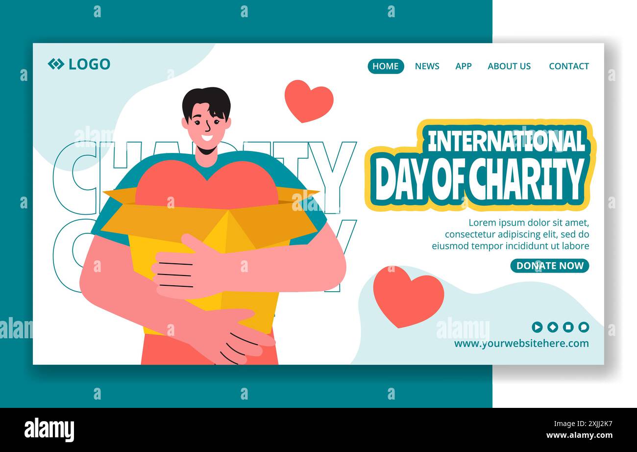 Day of Charity Social Media Landing Page Cartoon Hand Drawn Templates ...