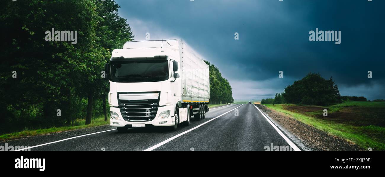 Truck Tractor Unit, Prime Mover, Traction Unit In Motion On Road ...