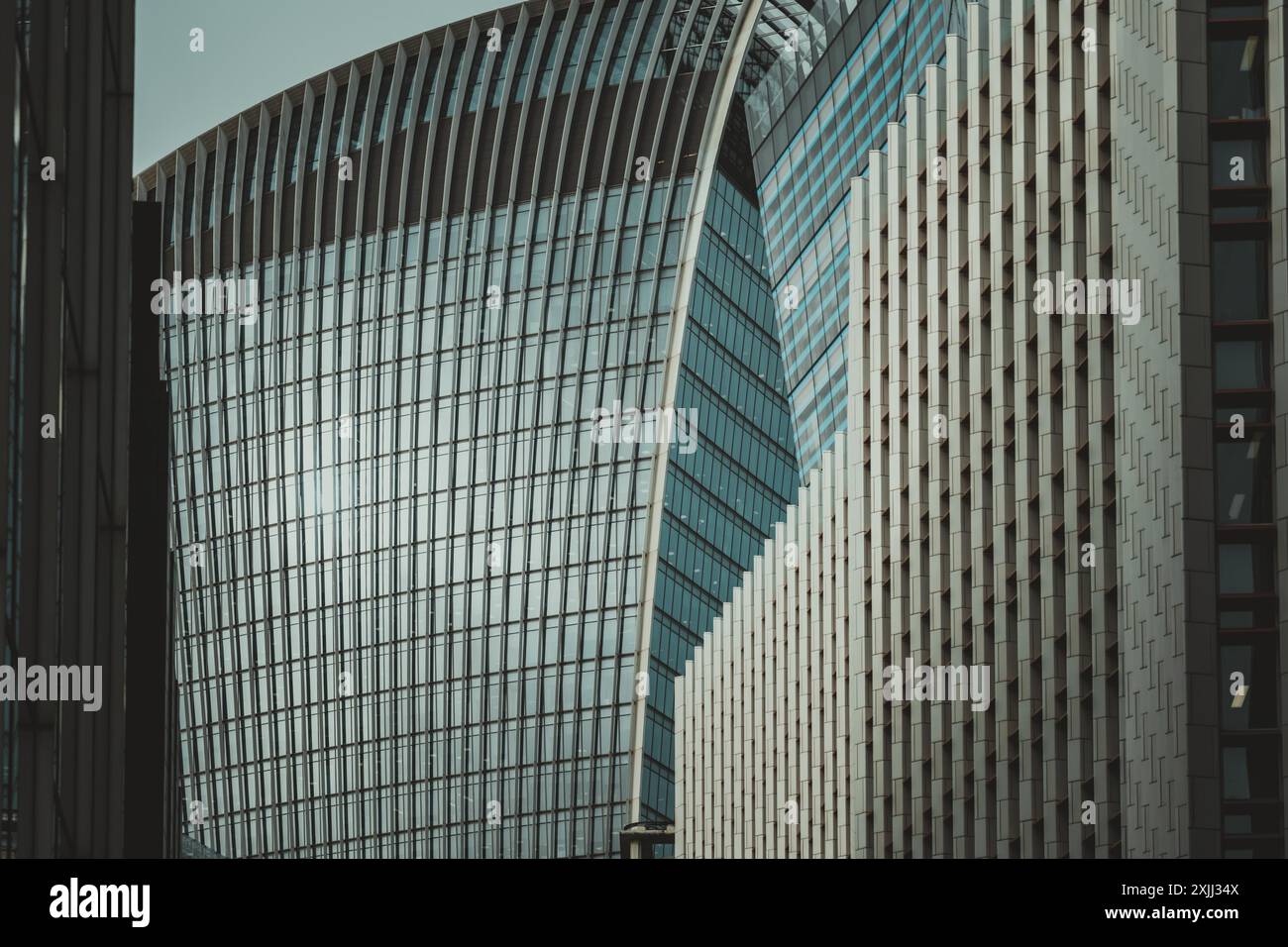 Modern architecture in London, UK with glass and concrete structures ...