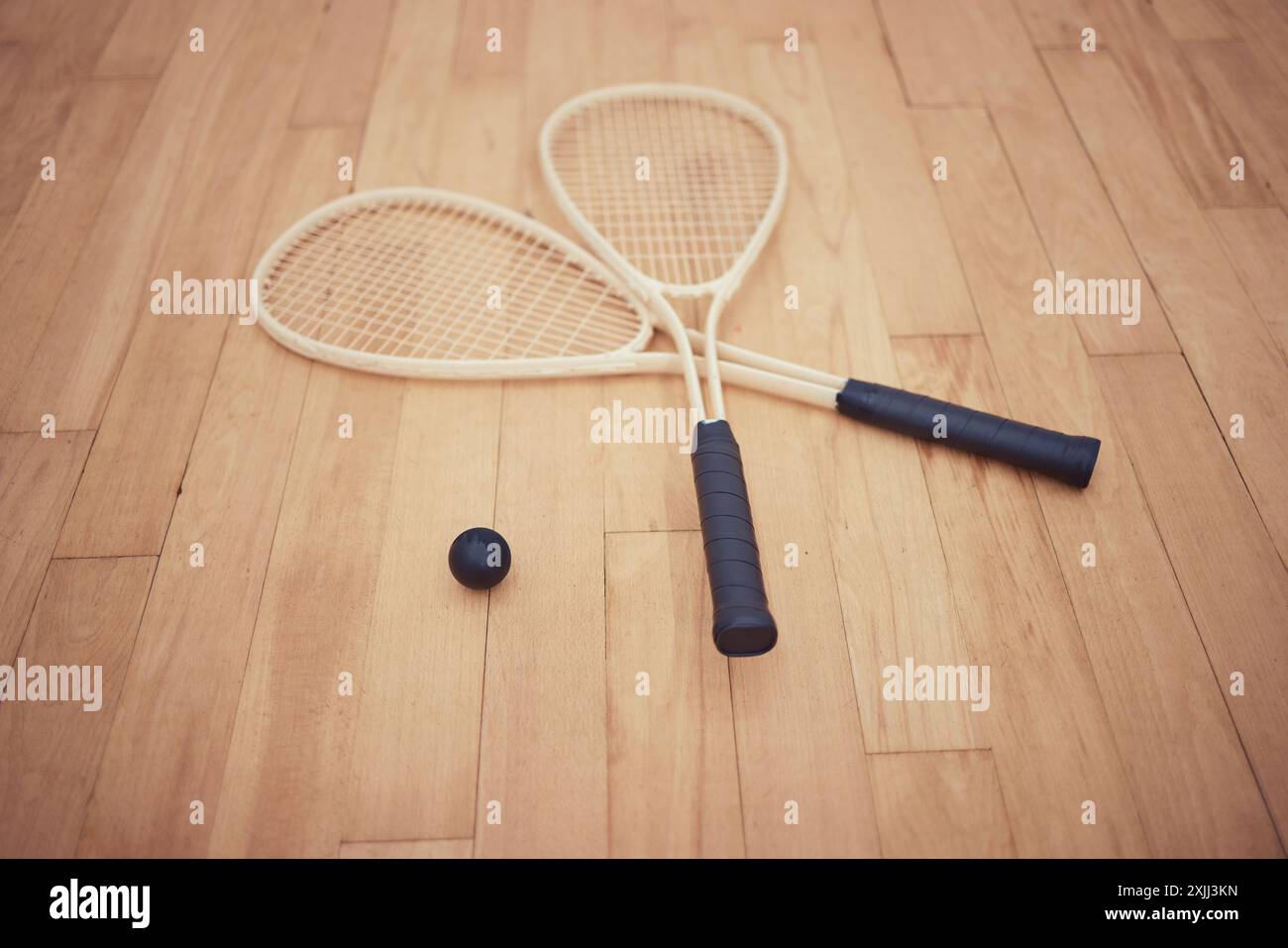 Court, surface and racket with ball for squash, competition and match ...