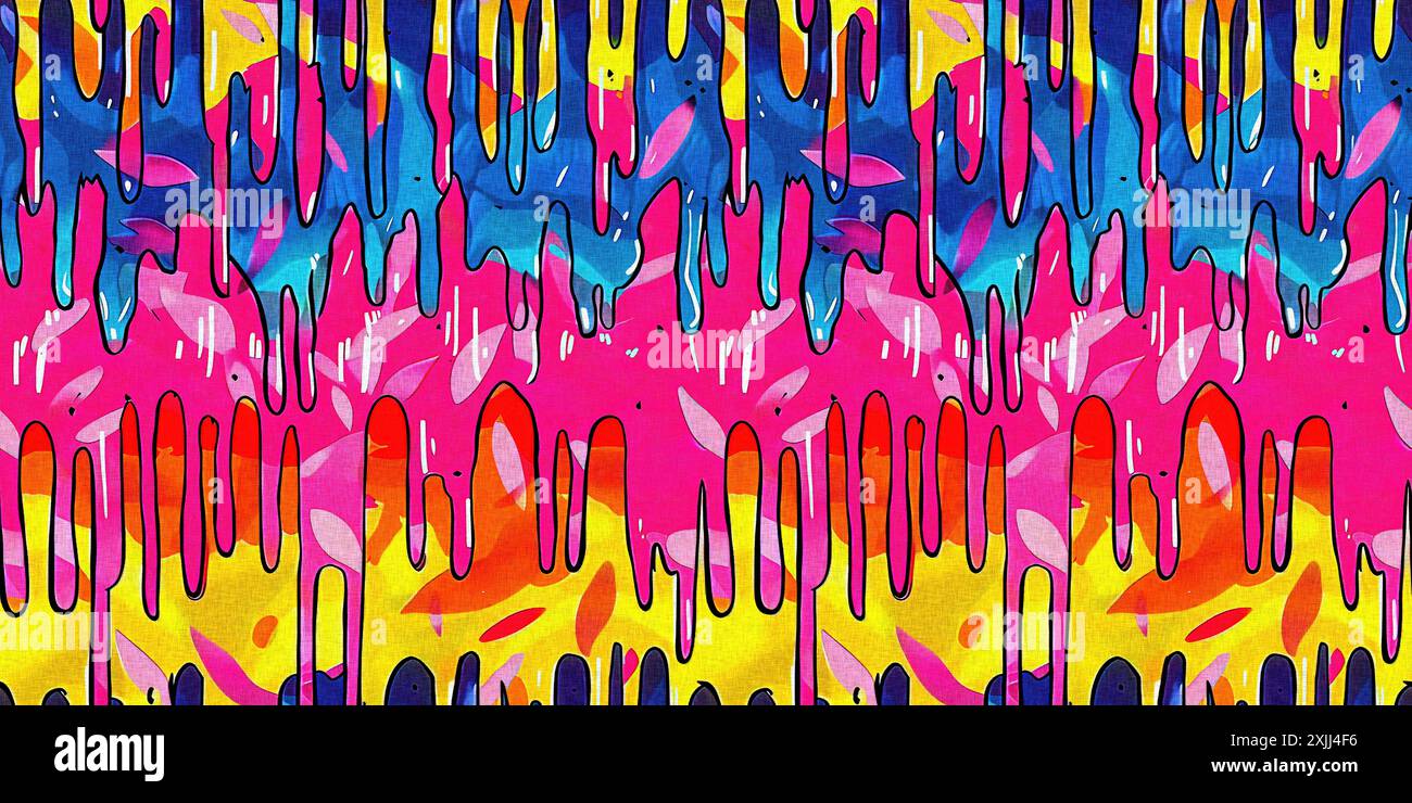 Fun dripping paint effect digital banner pattern with whimsical ink ...