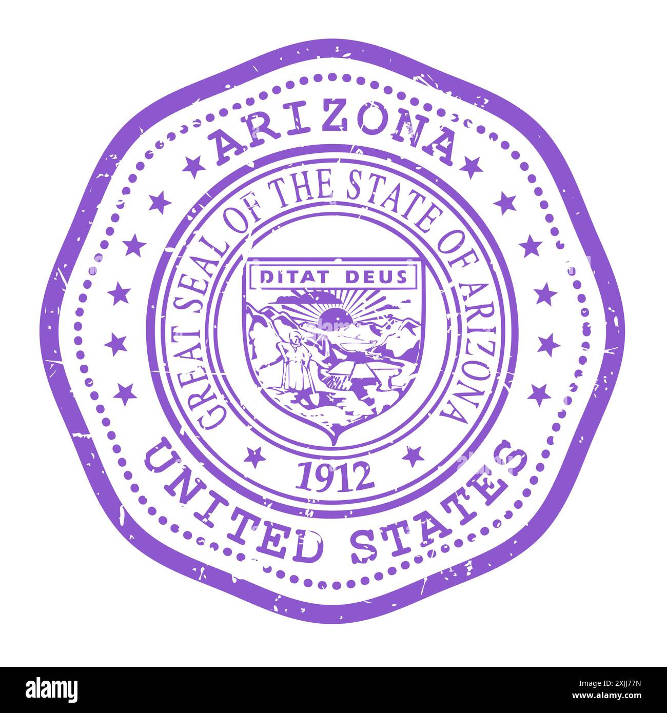 Arizona State Stamp Decorative Stamp On Black Background With Postal