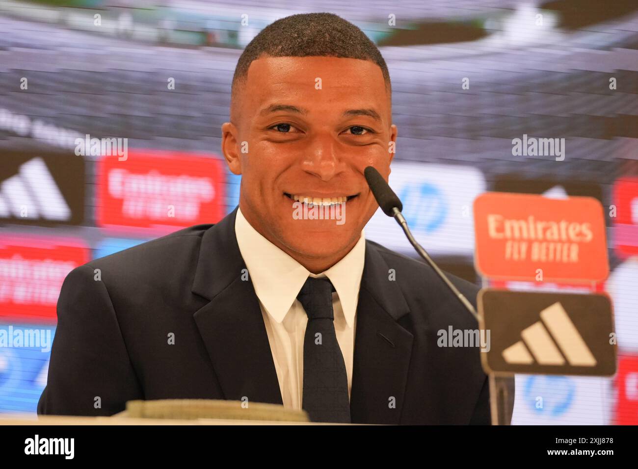 Kylian Mbappé during his presentation as a new player of Real Madrid CF ...