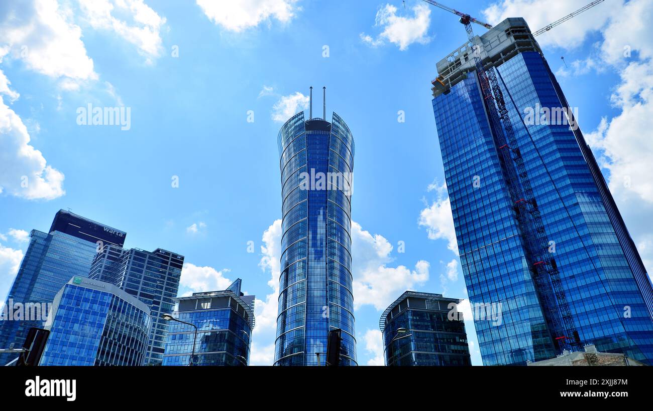 Warsaw, Poland. 9 July 2024. Roundabout Daszynski. Skyscrapers in the ...