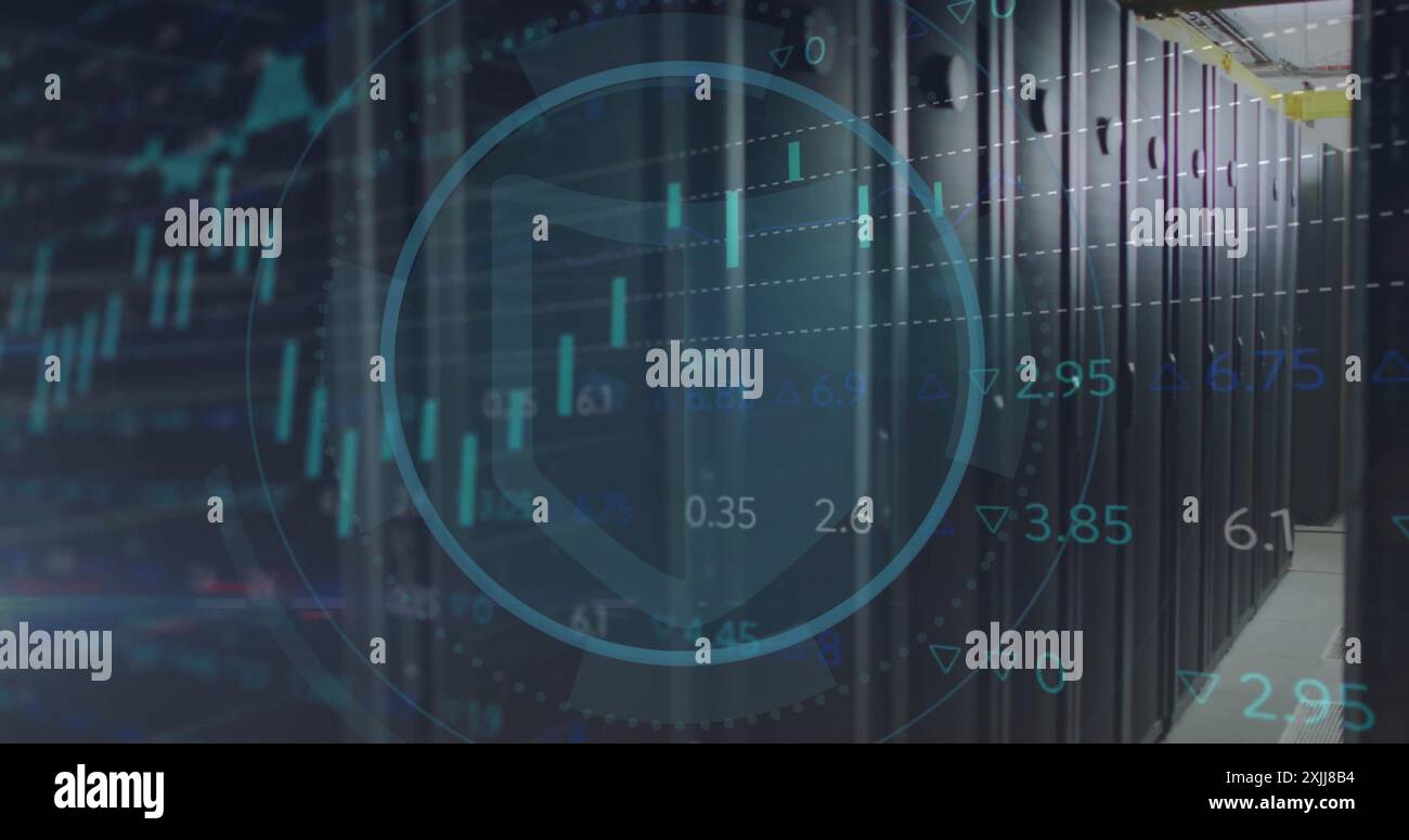 Image of scope scanning and data processing over computer servers Stock Photo - Alamy