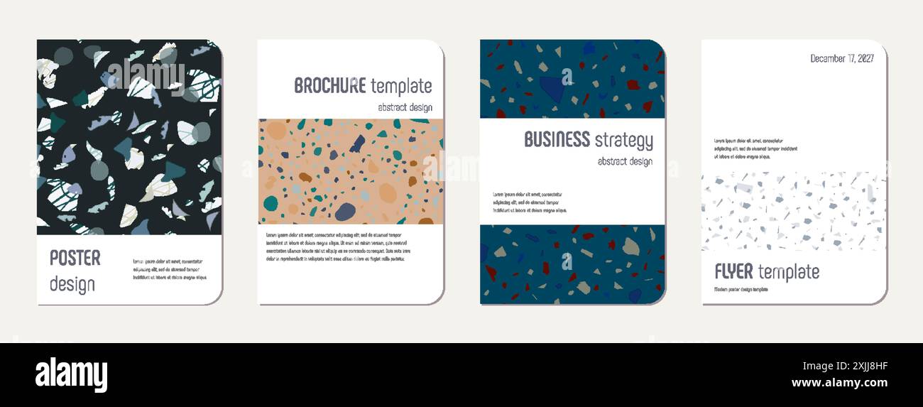 School diary cover design. Terrazzo abstract background made of natural ...