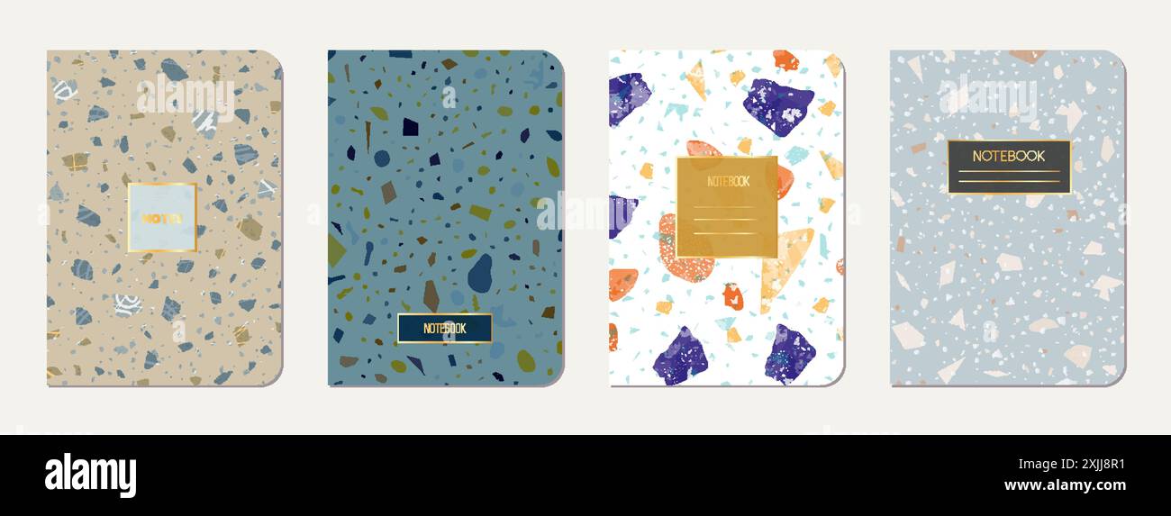 Notepad cover design. Terrazzo abstract background made of natural ...