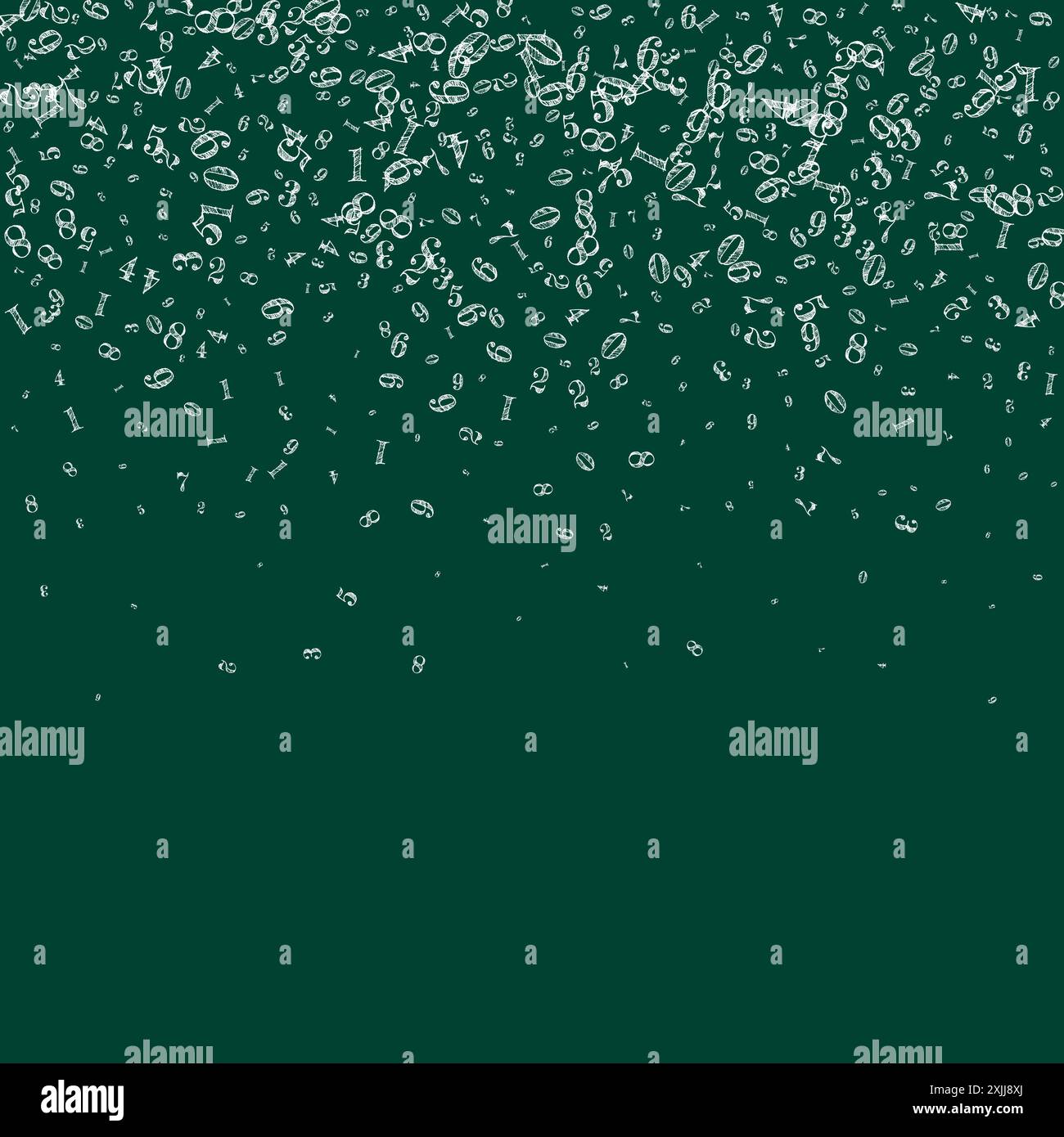 Concept of school background. White chalk numbers and digits falling ...