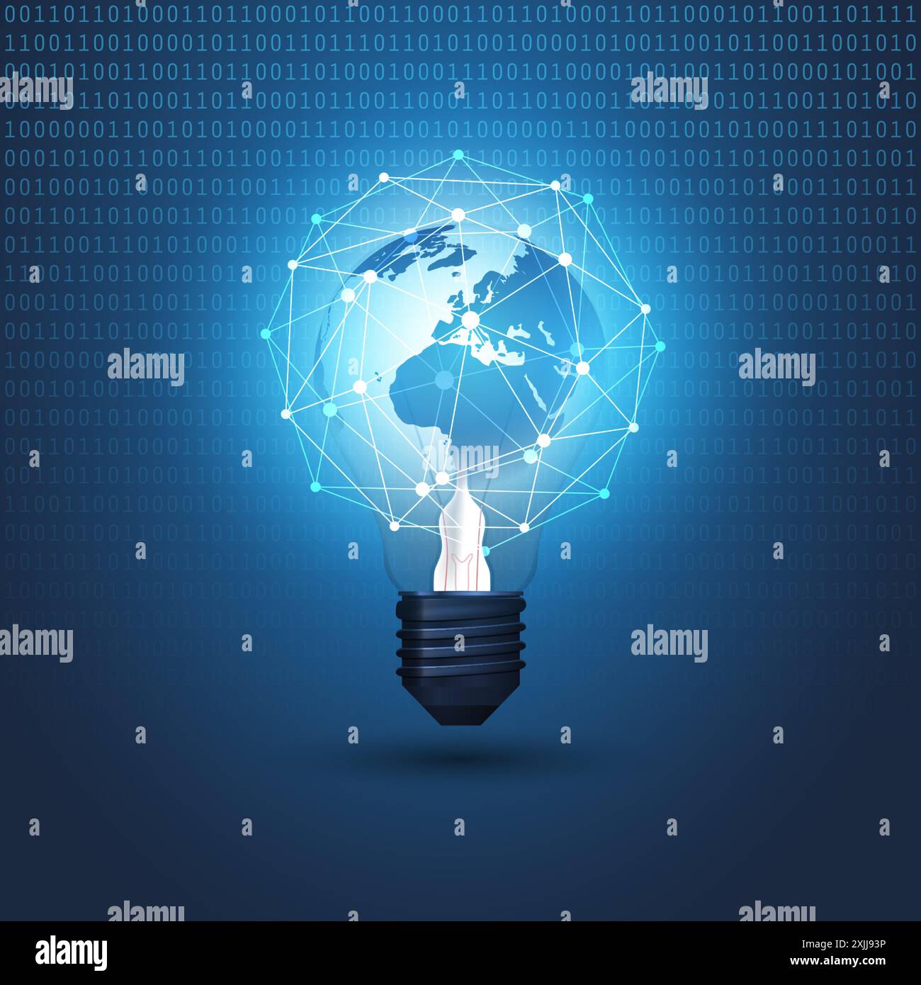 Blue Cloud Computing, Electric and Global Network Connections Concept Design with Earth Globe ...