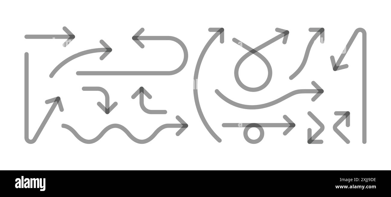 Set arrow sign icons vector. Black vector arrows in different ...