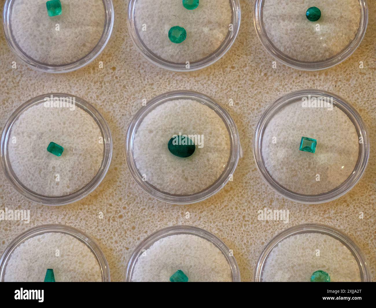 A presentation of emeralds in a store, Bogota, Colombia, Colombian ...