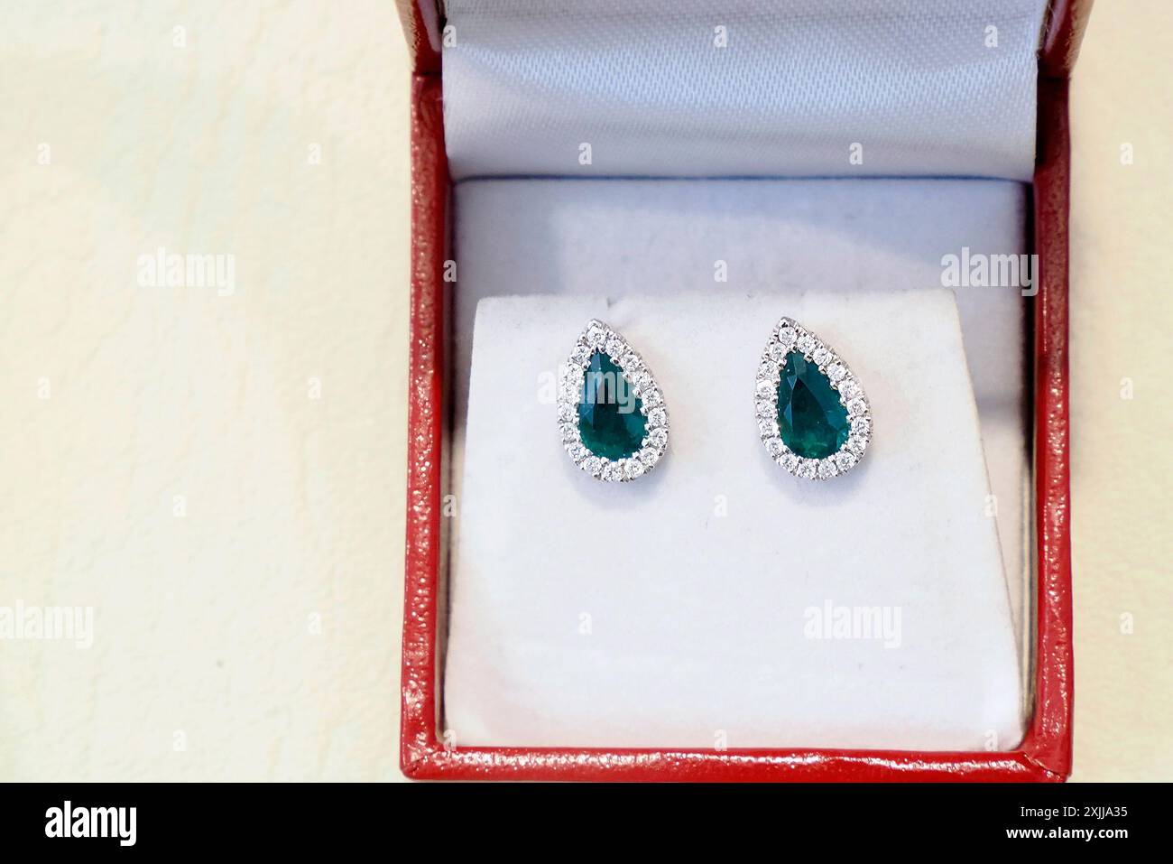 A presentation of emeralds in a store, Bogota, Colombia, Colombian ...