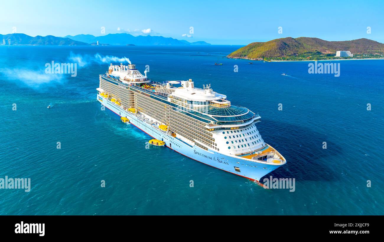 Aerial view of the modern Spectrum of the Seas cruise ship, considered ...