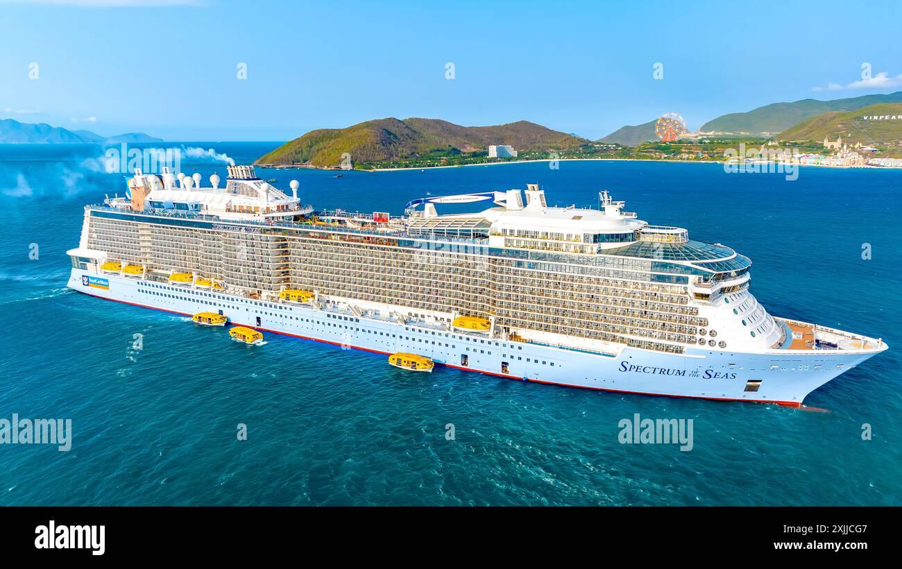 Aerial view of the modern Spectrum of the Seas cruise ship, considered ...