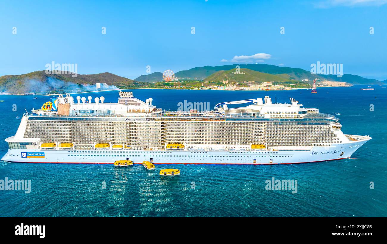 Aerial view of the modern Spectrum of the Seas cruise ship, considered ...