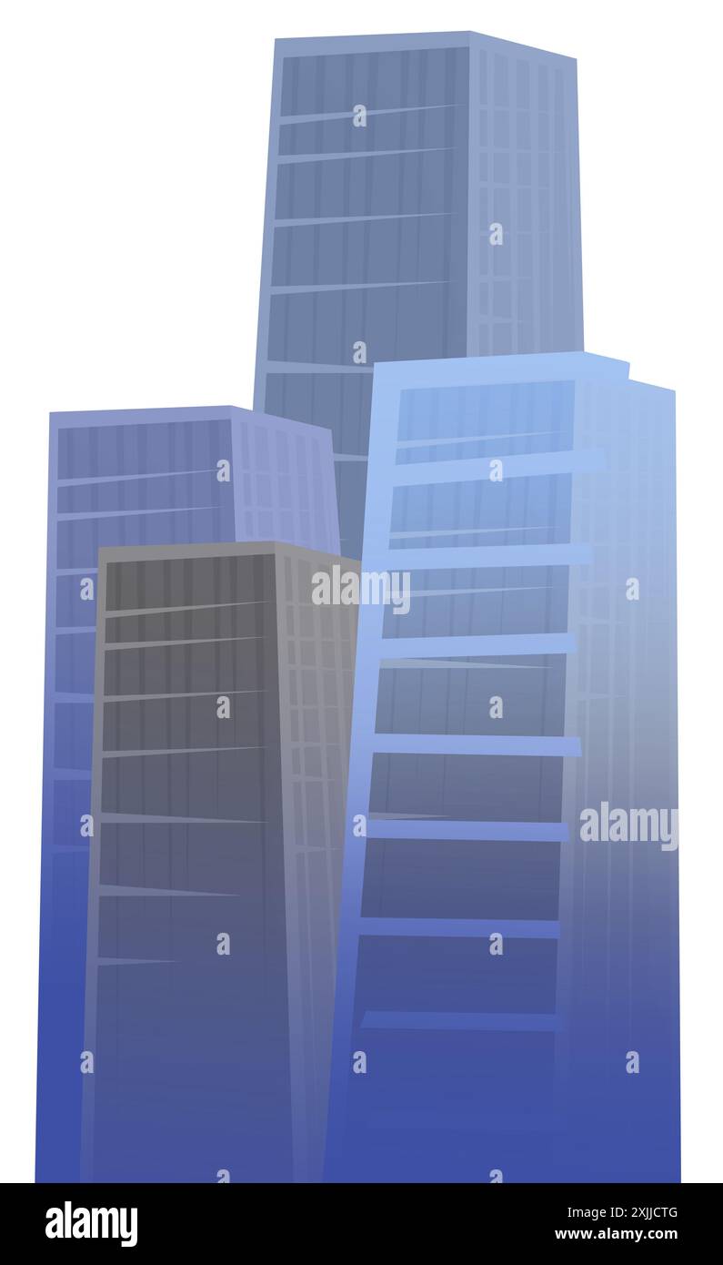 cartoon scene with modern skyscraper isolated on white background ...