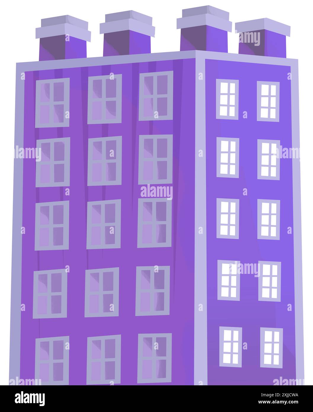 cartoon scene with modern skyscraper isolated on white background ...