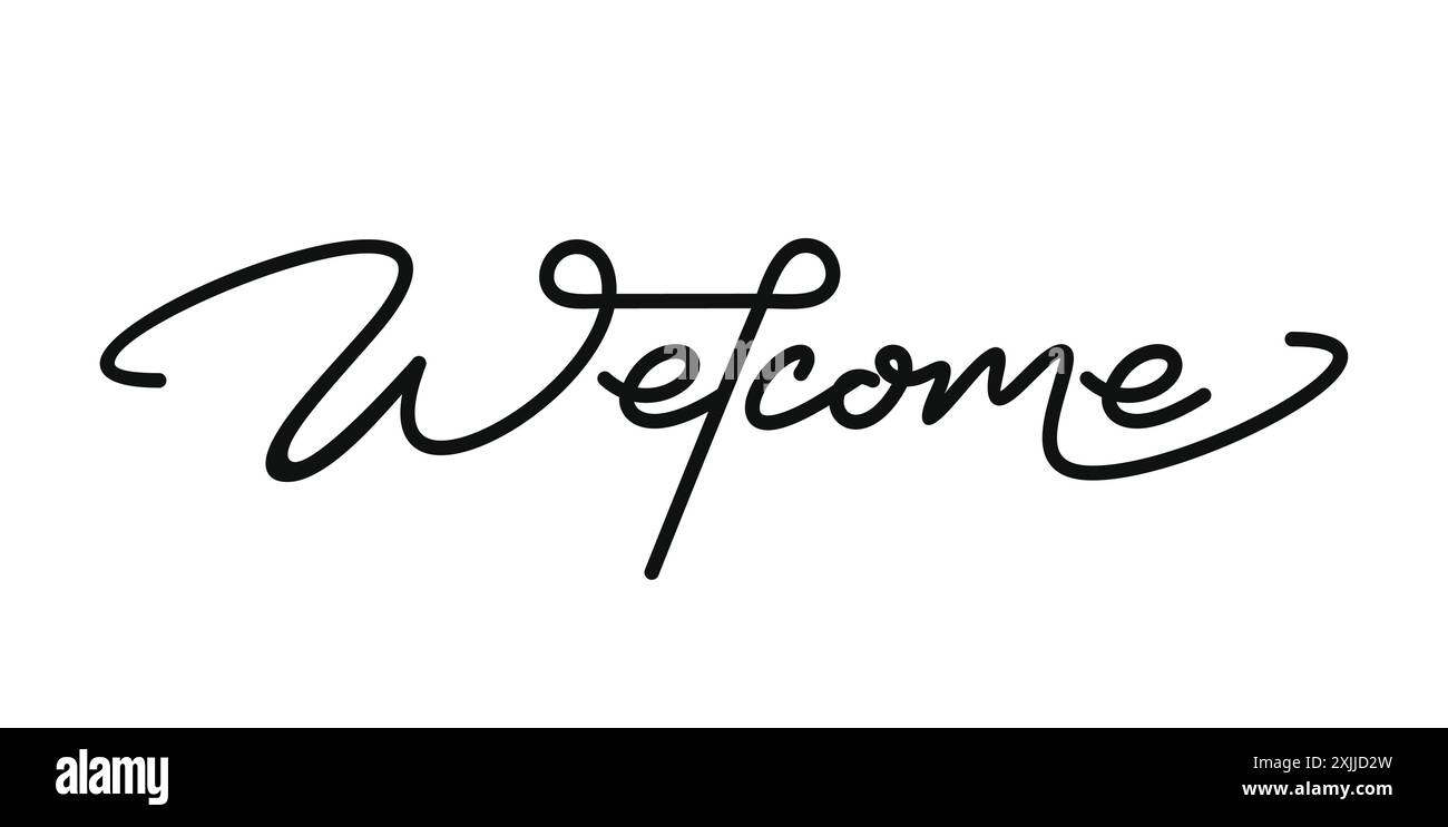 Welcome handwritten isolated on white background. Hand drawn lettering ...