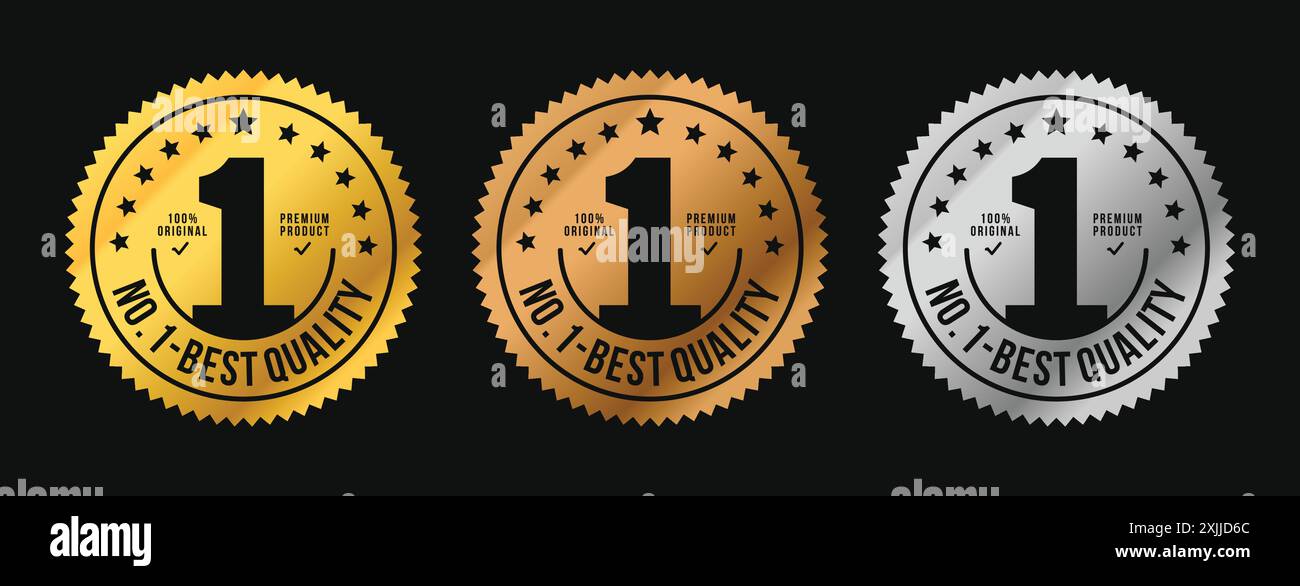 No. 1 Best Quality label, circle with silhouette of number 1 vector ...
