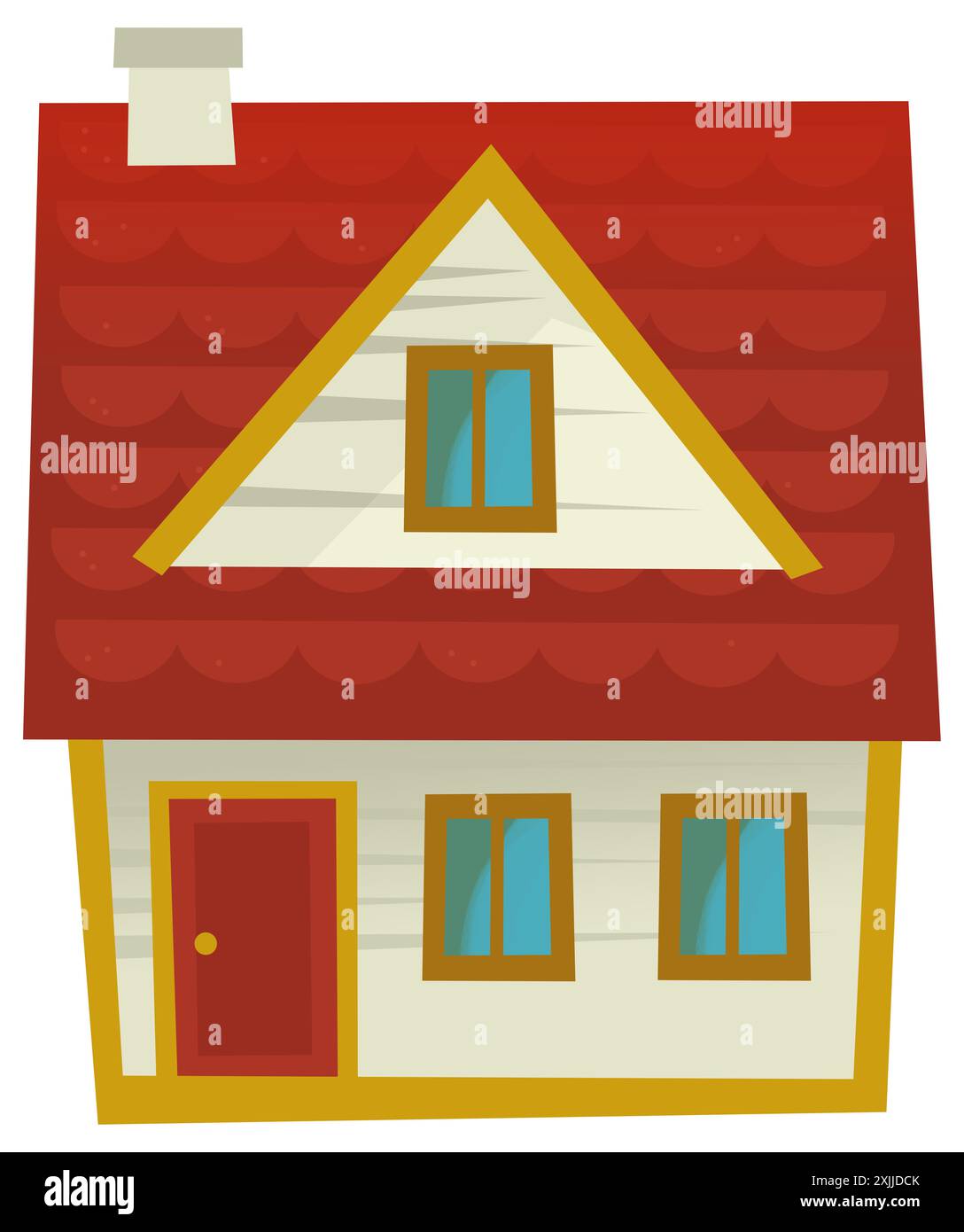 cartoon scene with wooden farm village house on white background ...