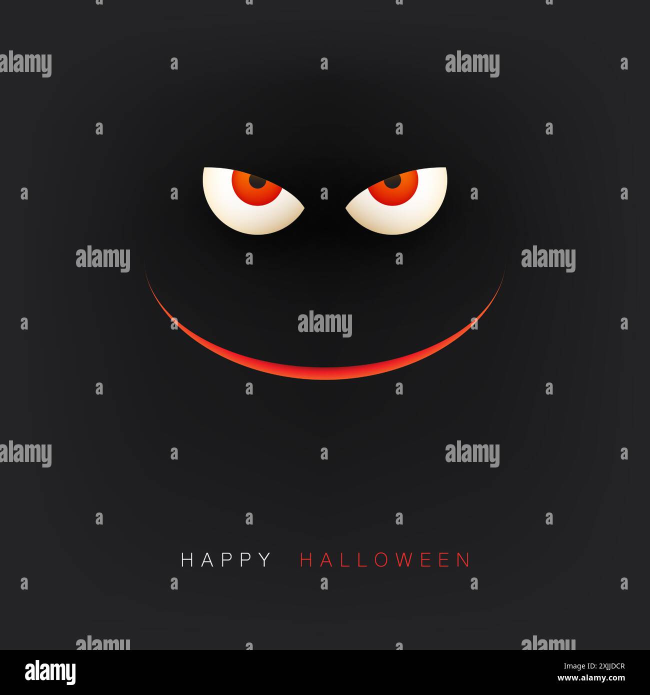 Happy Halloween Card Template - Creepy Face with Glowing Eyes and Scary ...