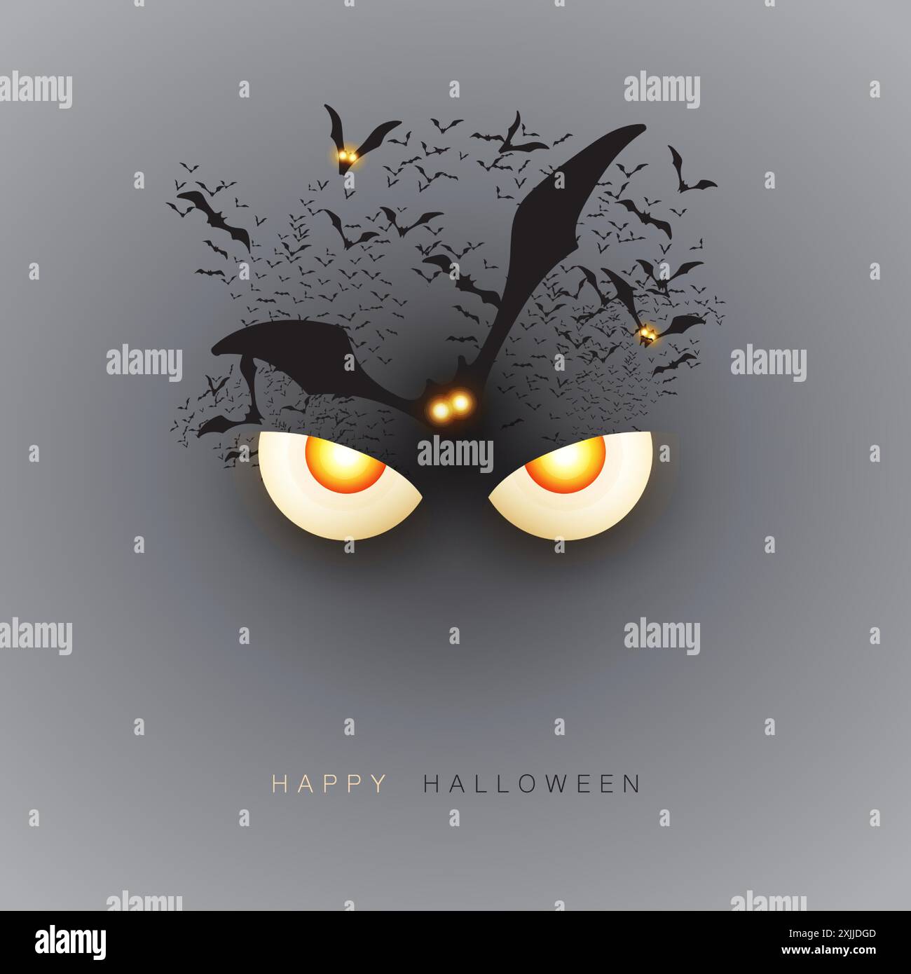 Happy Halloween Card Template - Creepy Face with Pop Out Eyes and Bats ...