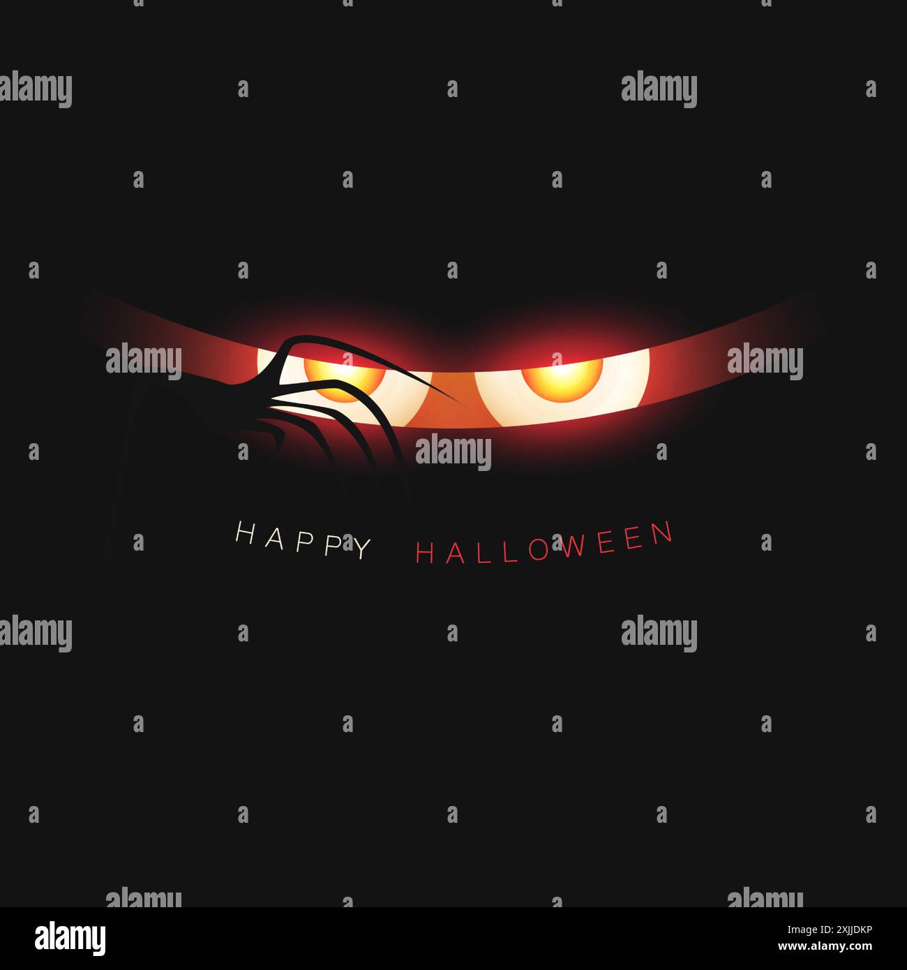 Happy Halloween Card Template - Creepy Face with Glowing Looking Red ...