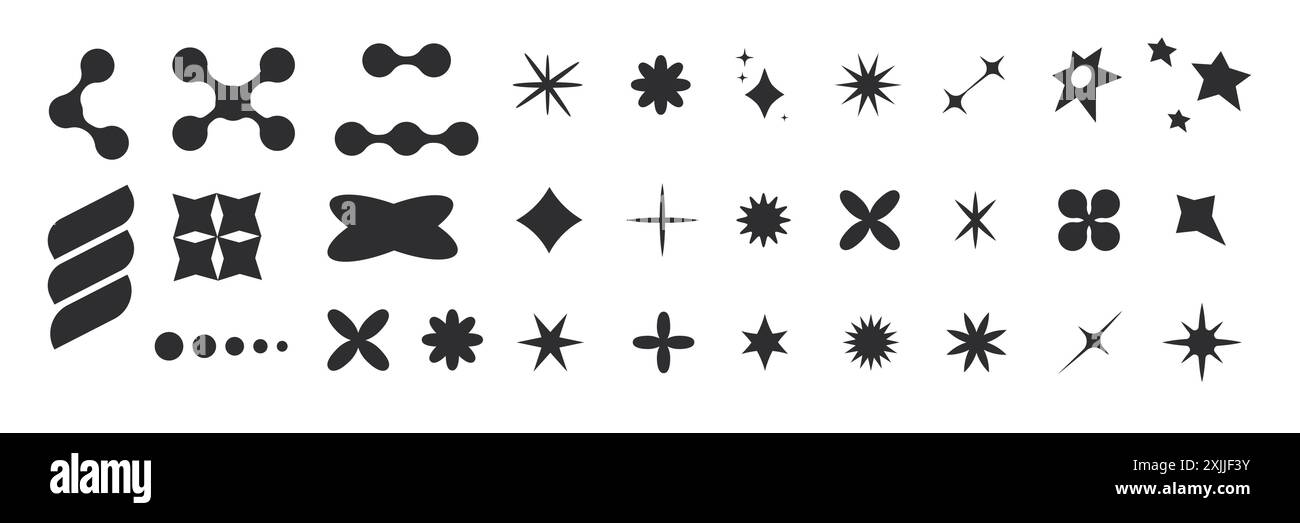 Set of y2k minimal geometric shapes thin line rings, abstract aesthetic ...