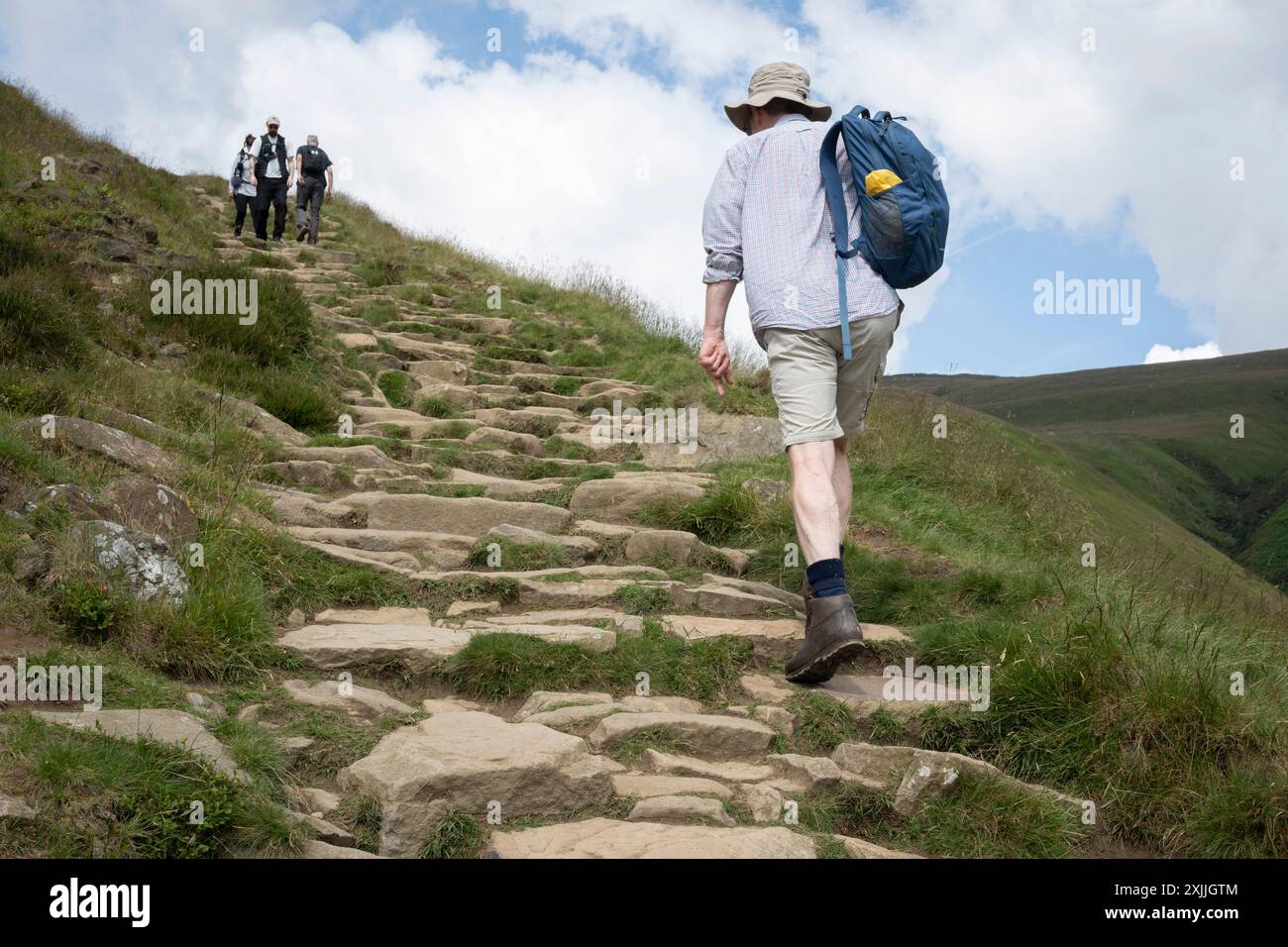 Walkers climb the steps of Jacob's Ladder en-route to Kinder Scout on ...