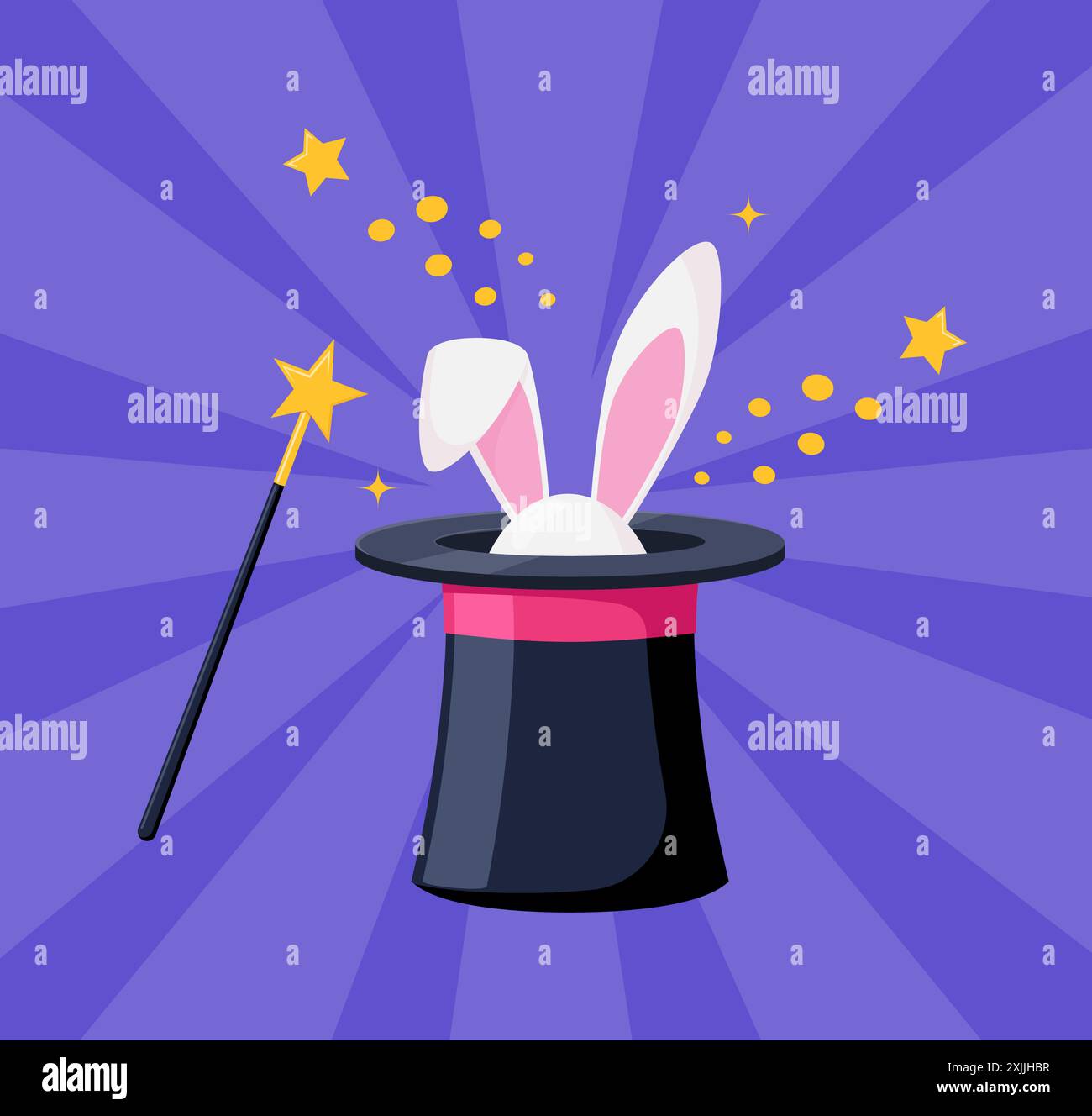 Magic hat with bunny ears. Magician hat with rabbit. Circus show ...