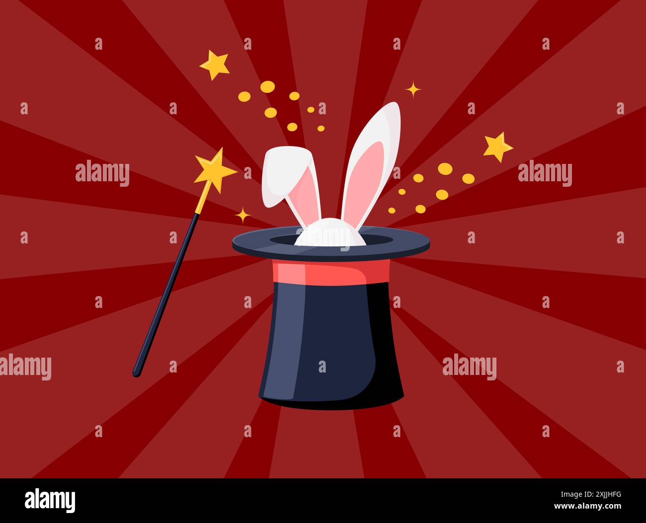 Magic hat with bunny ears. Magician hat with rabbit. Circus show ...